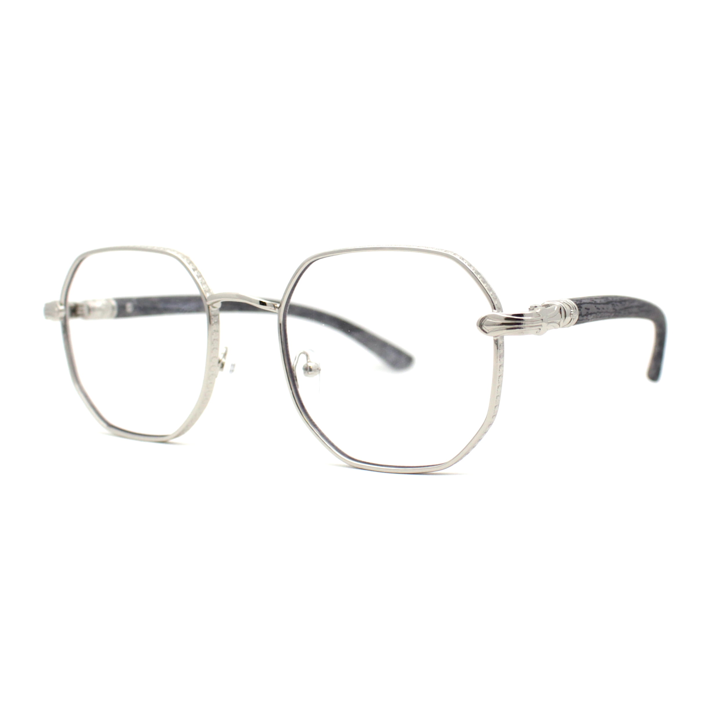 90s Retro OG Rapper Luxury Art Deco Rectangle Fashion Glasses Silver ...