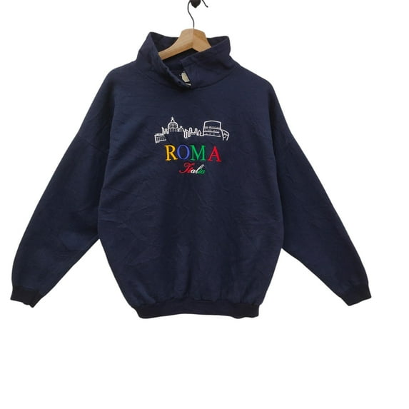 90s Roma Italia Sweatshirt Largearge Vintage Embroidery Souvenir Italy ...