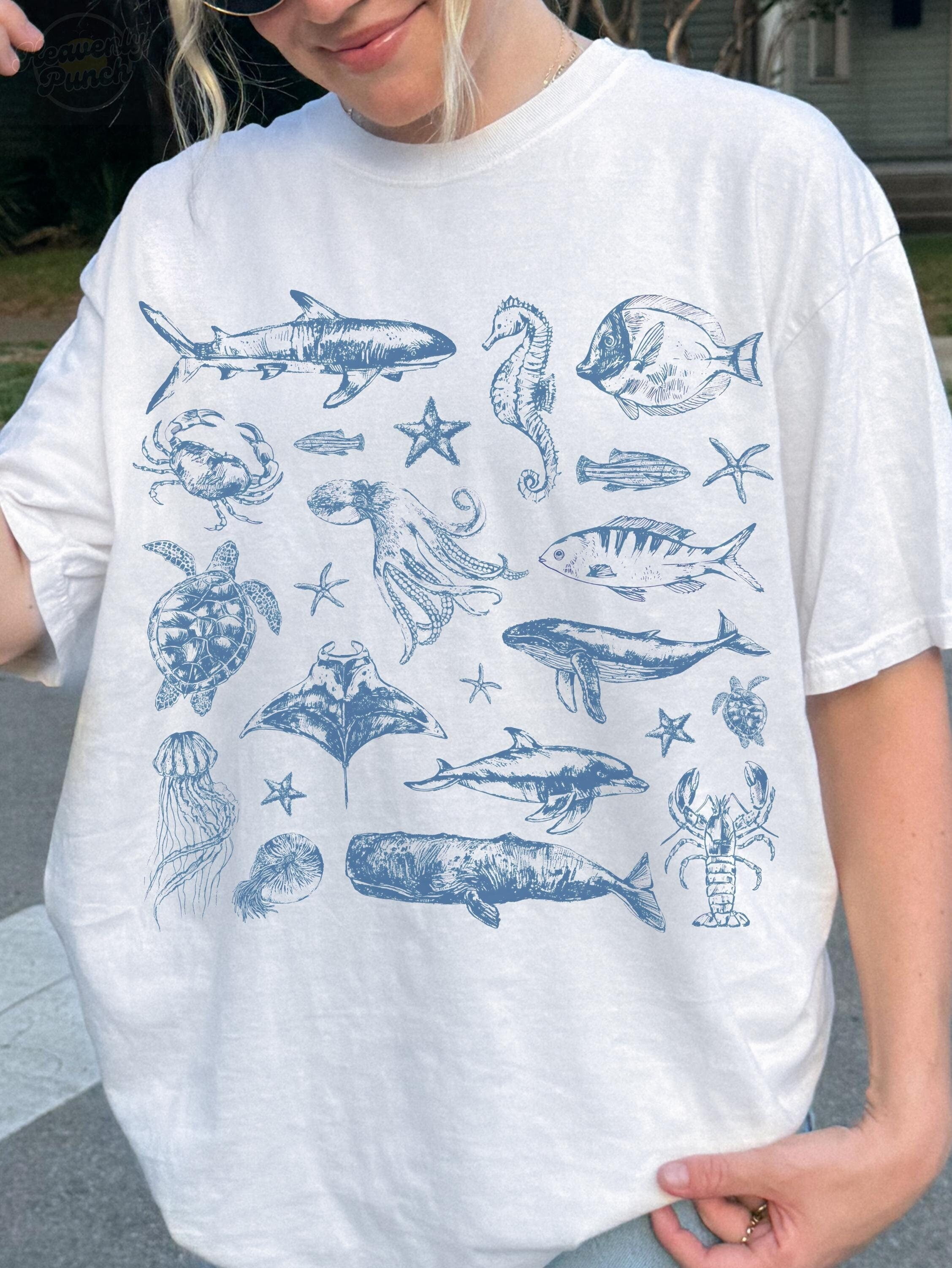 90s Sea Animals Shirt, Retro Ocean Nature Tshirt, Sealife, Ocean, Whale ...