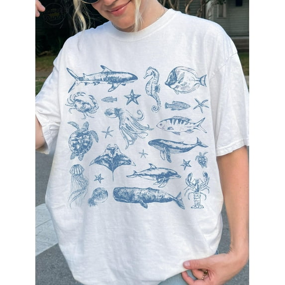90s Sea Animals Shirt, Retro Ocean Nature Tshirt, Sealife, Ocean, Whale ...
