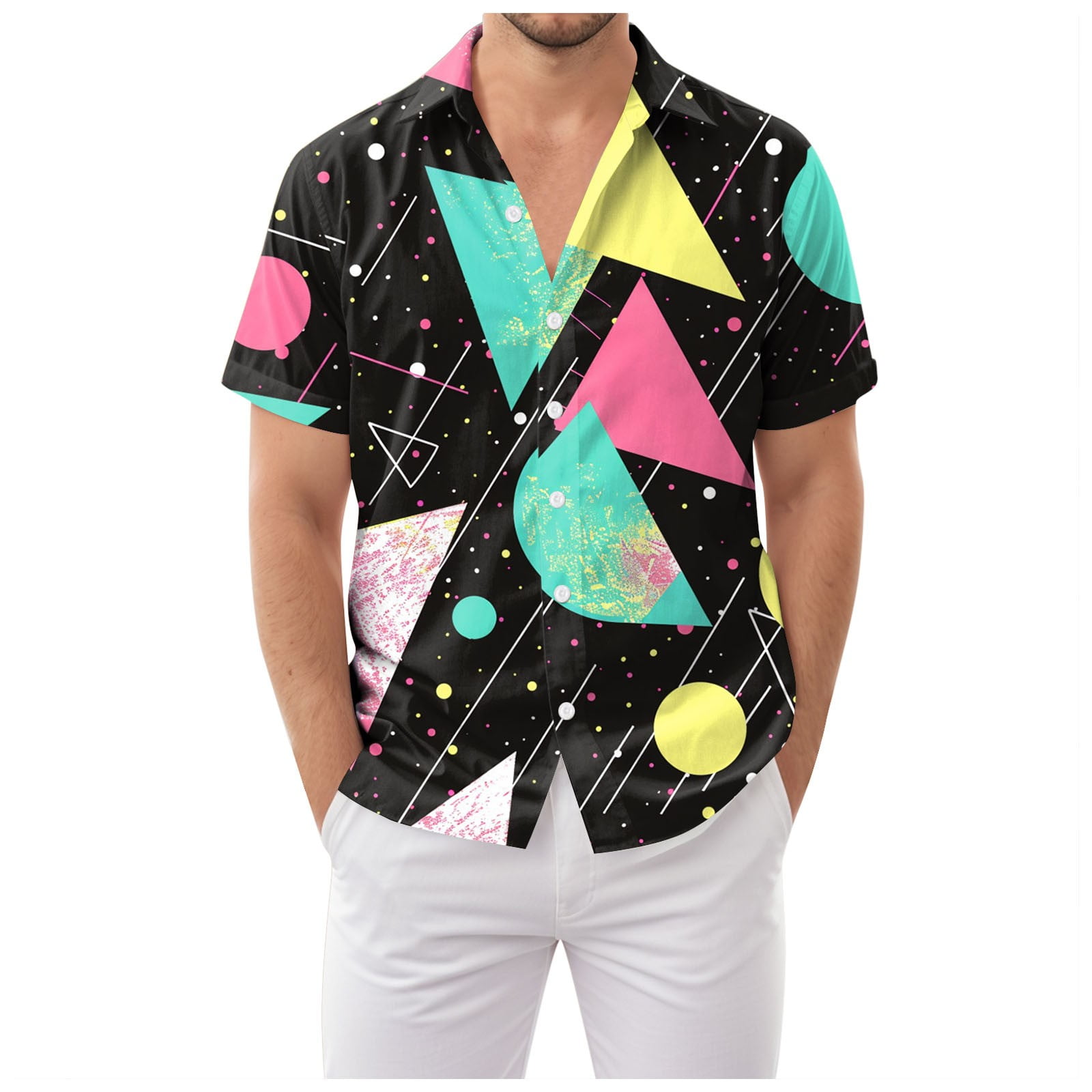 90s Shirt 80s Shirts for Men 80s 90s Disco Retro Casual Button-Down ...