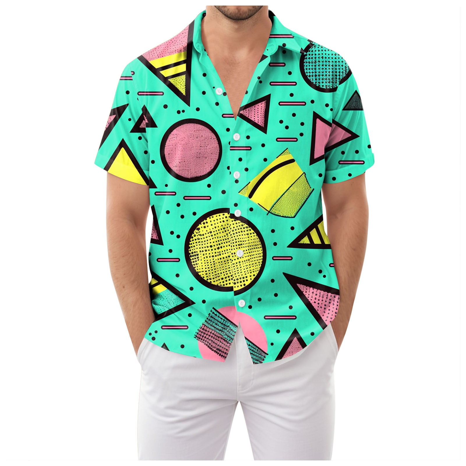 90s Shirt 80s Shirts for Men 80s 90s Disco Retro Casual Button-Down ...