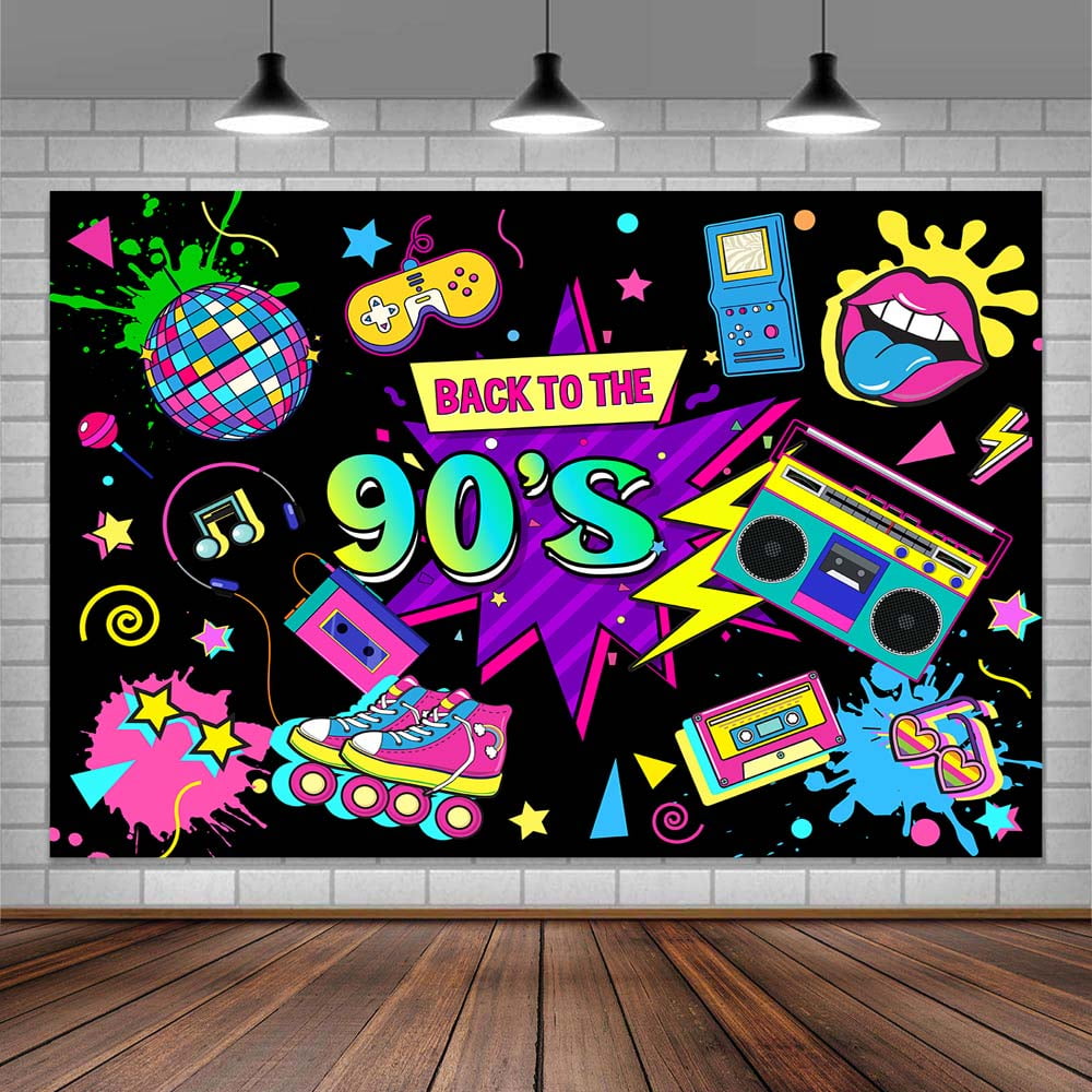 90s Theme Party Decorations Backdrop, Back to The 90's Banner Backdrop ...