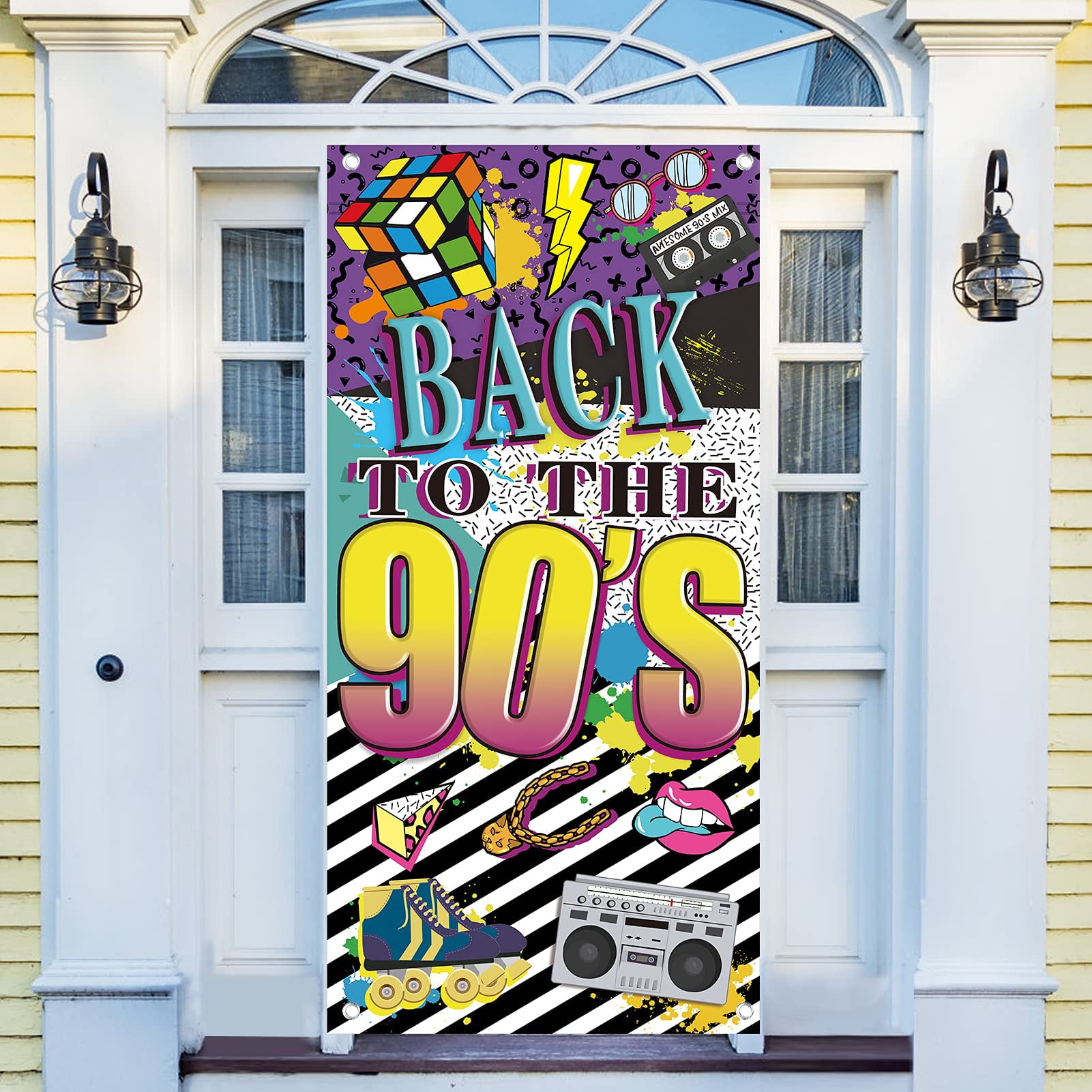 90s Themed Door Banner Party Decorations for Adults, 90's Hip Hop Theme ...