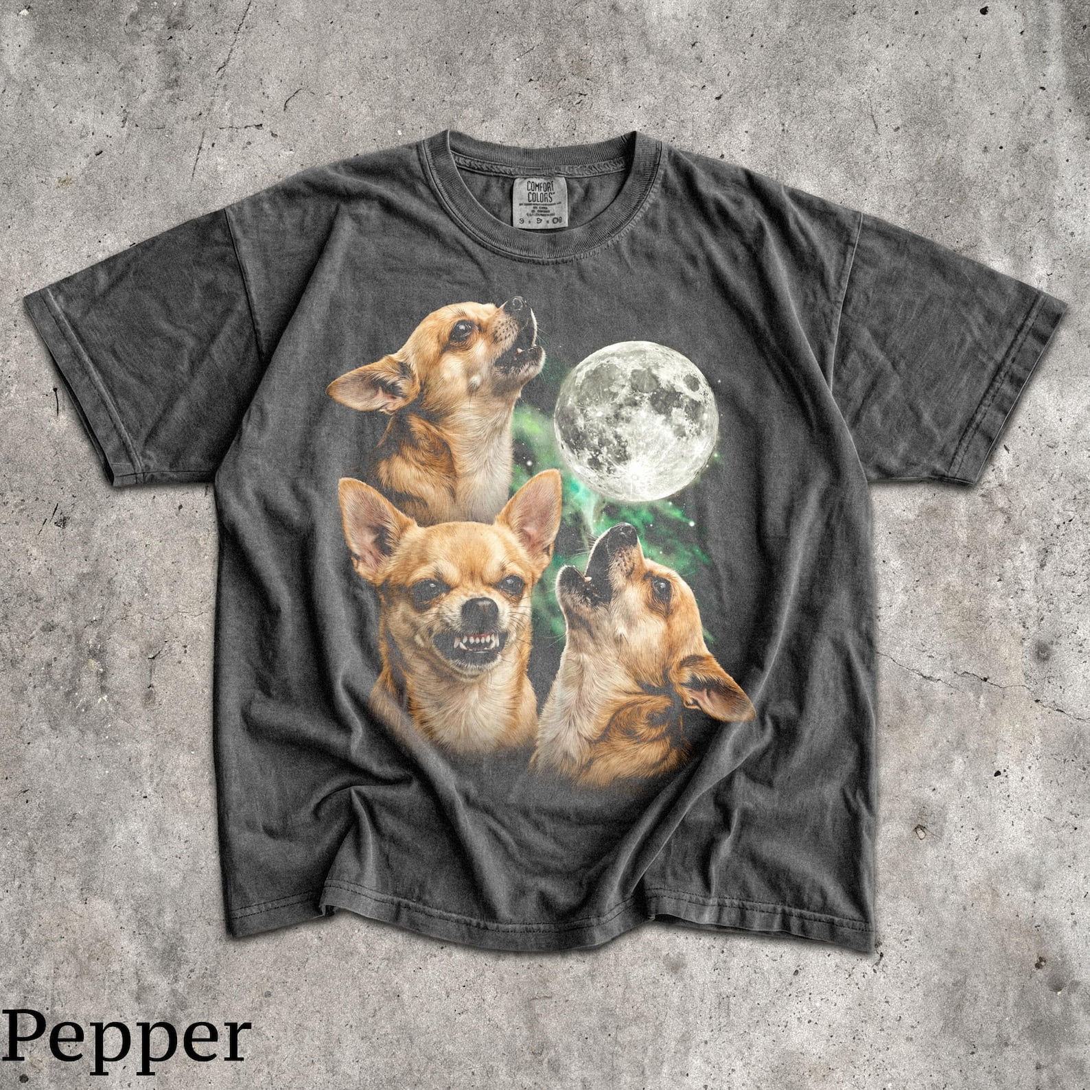 90s Three Chihuahuas T-Shirt, Full Moon Howling Shirt, Funny Dog Me.me ...
