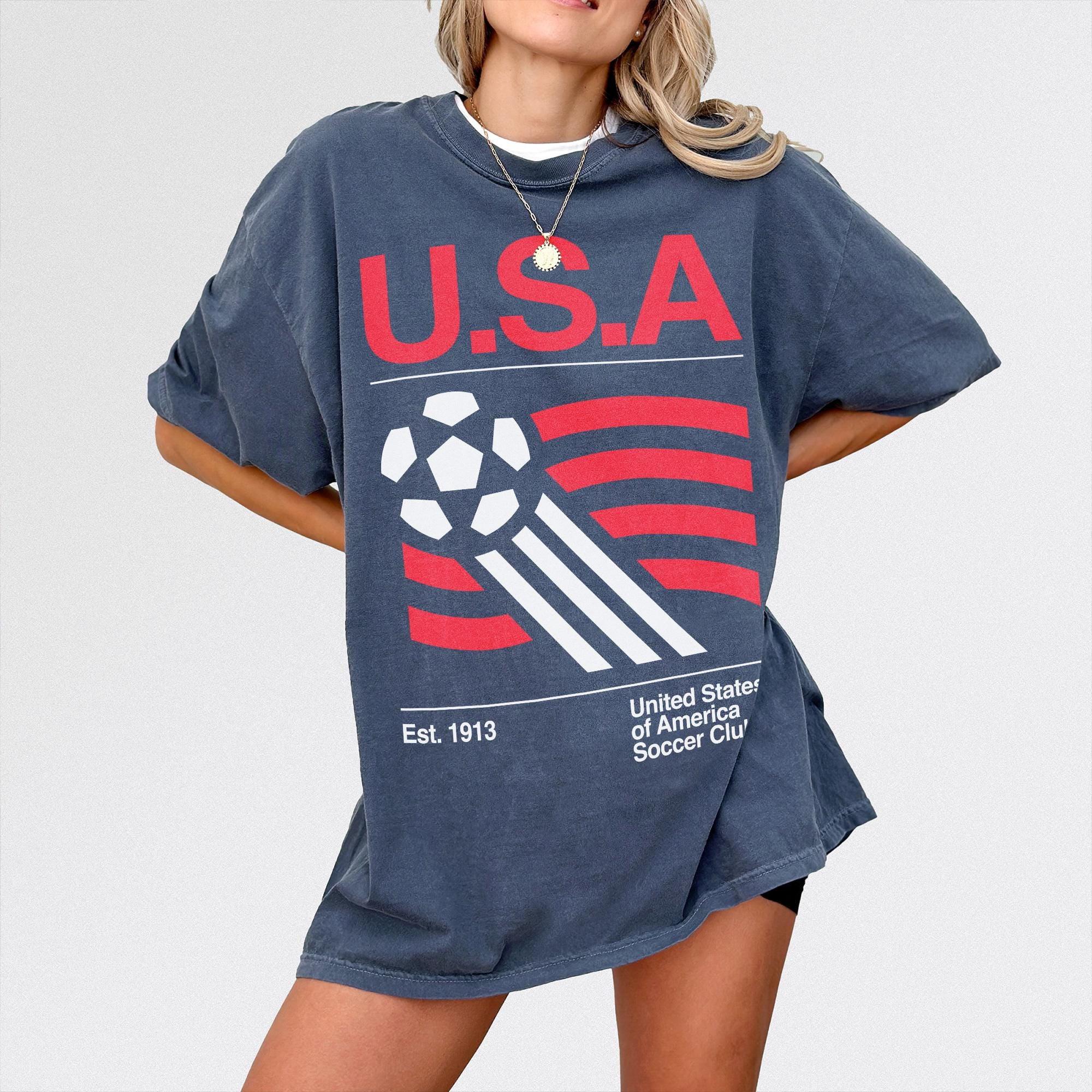 90s United States Soccer Shirt, Retro USA Team Graphic Tee - Walmart.com