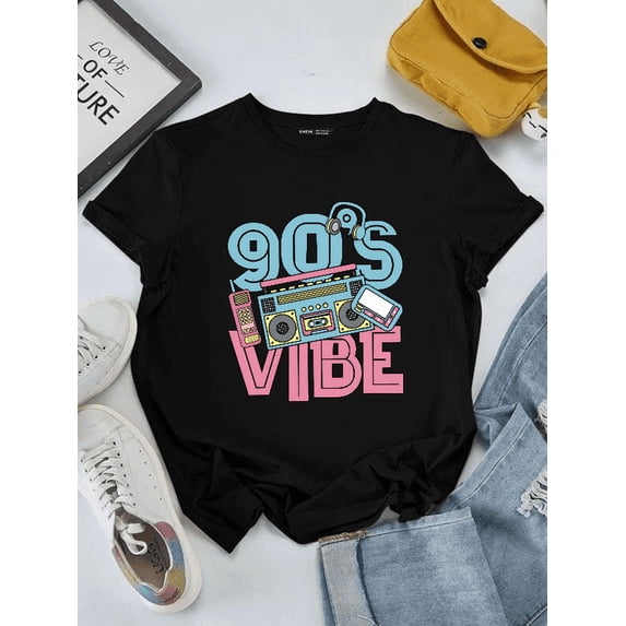 90s Vibe Retro Pop Culture Lettering Fun Colorful Art Unisex T-Shirt, S ...
