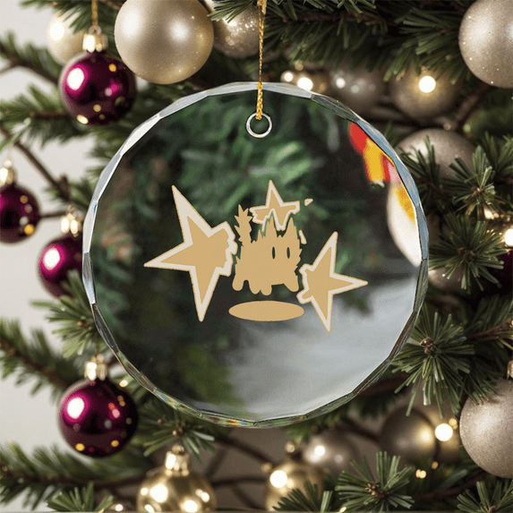 90s Y2K Scary Tomcat Cat is Scared Under Big Stary Ornament, Hanging ...