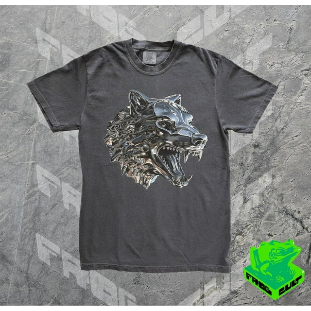 90s Y2K Wolf Shirt – Alpha Chrome Werewolf Graphic Tee, Gym Shirt Gift ...