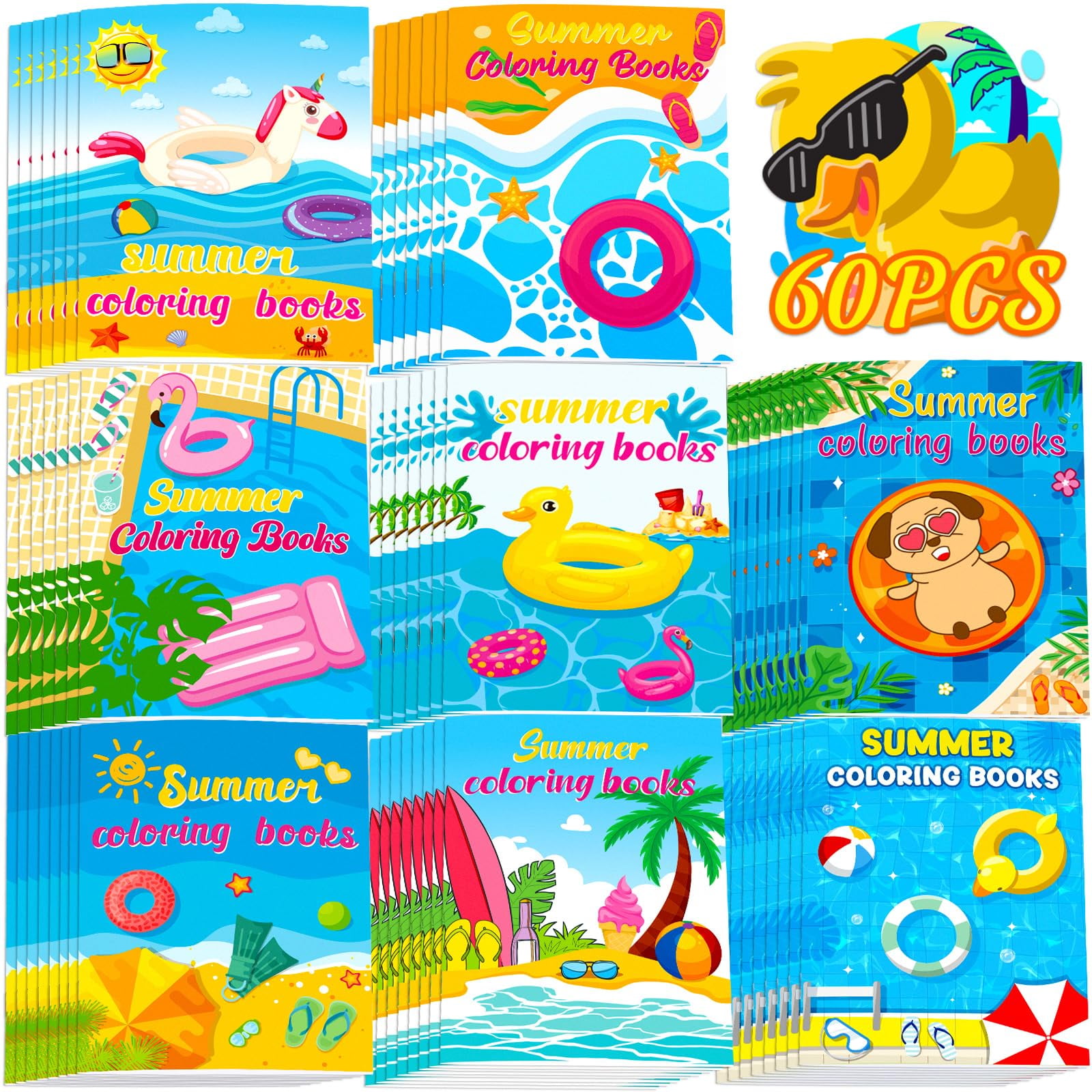 90shine 60PCS Summer Coloring Books for Kids in Bulk Ages 4-8, End of ...