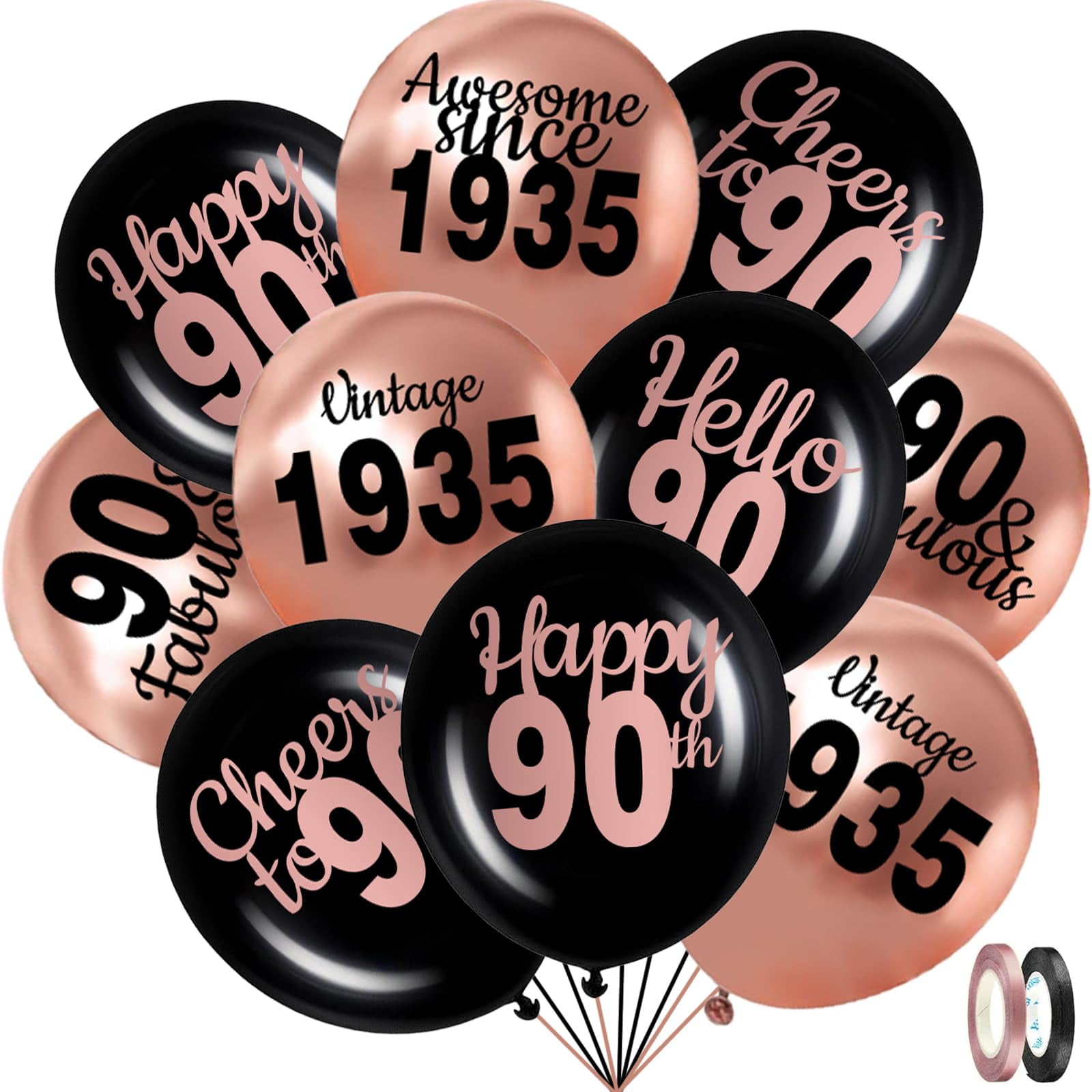 90th Birthday Balloons for 90th Birthday Decorations Men Women Black ...