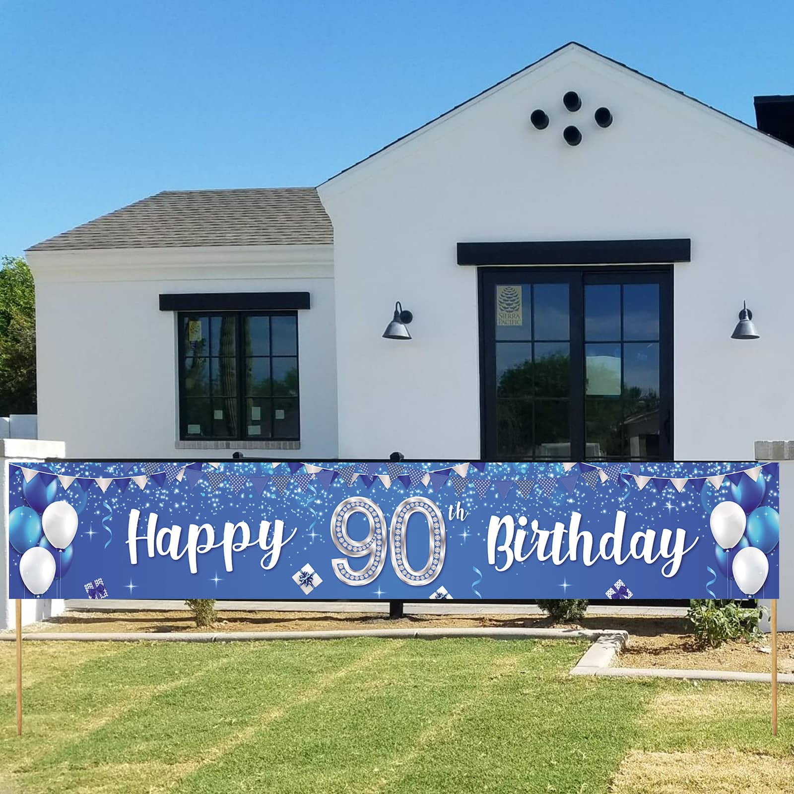 90th Birthday Banner Happy 90th Birthday Decoration with Cheers To 90 ...