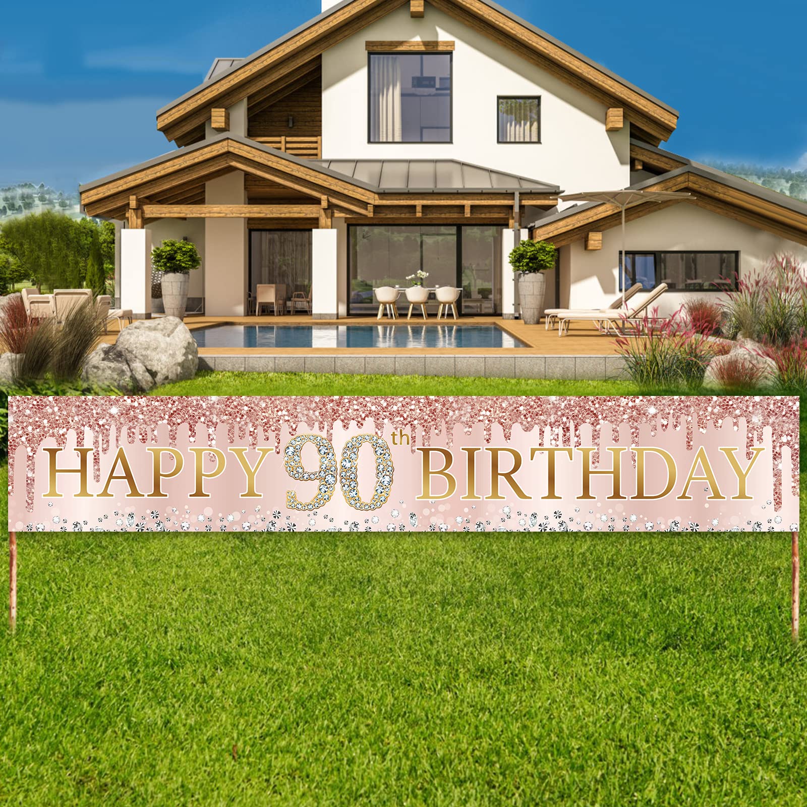 90th Birthday Banner Happy 90th Birthday ration with Cheers To 90 Years ...