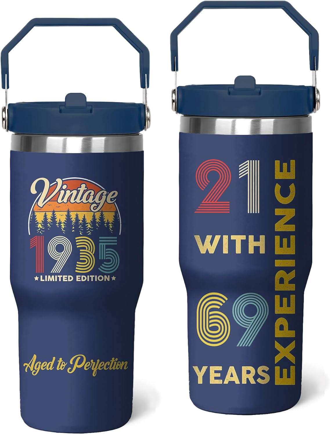 90th Birthday Cups with Handle & Straw, 90th Birthday Gifts for Men, 40 ...