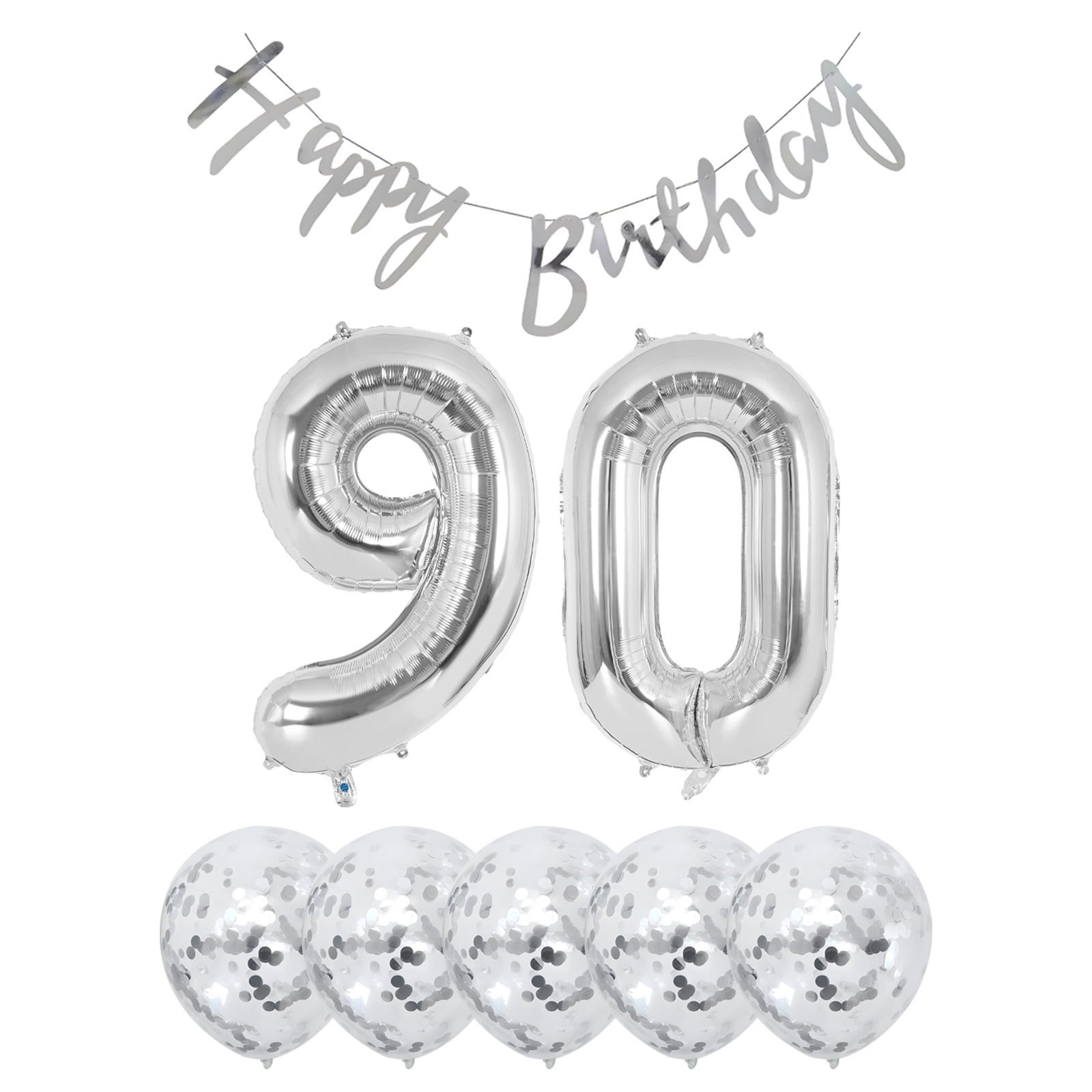 90th Birthday Decorations for Girl Silver Double Digits Birthday Party ...