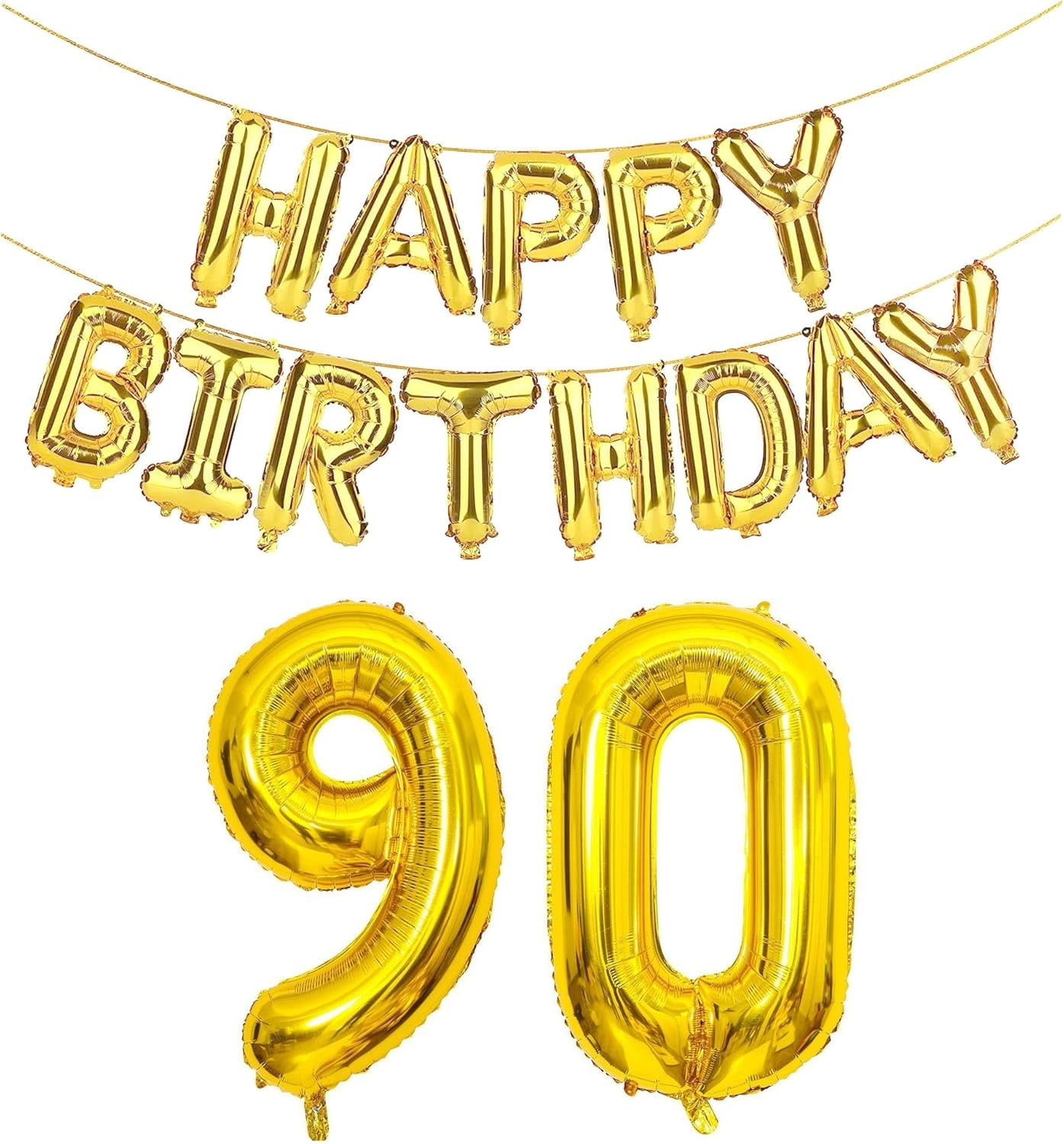 90th Birthday Decorations for Men Women 90 Balloon Number Gold Jumbo ...