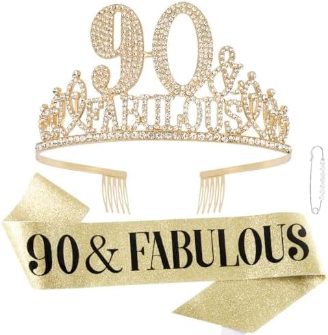 90th Birthday Decorations: Sashes & Crowns for Women, Tiaras & Gifts ...