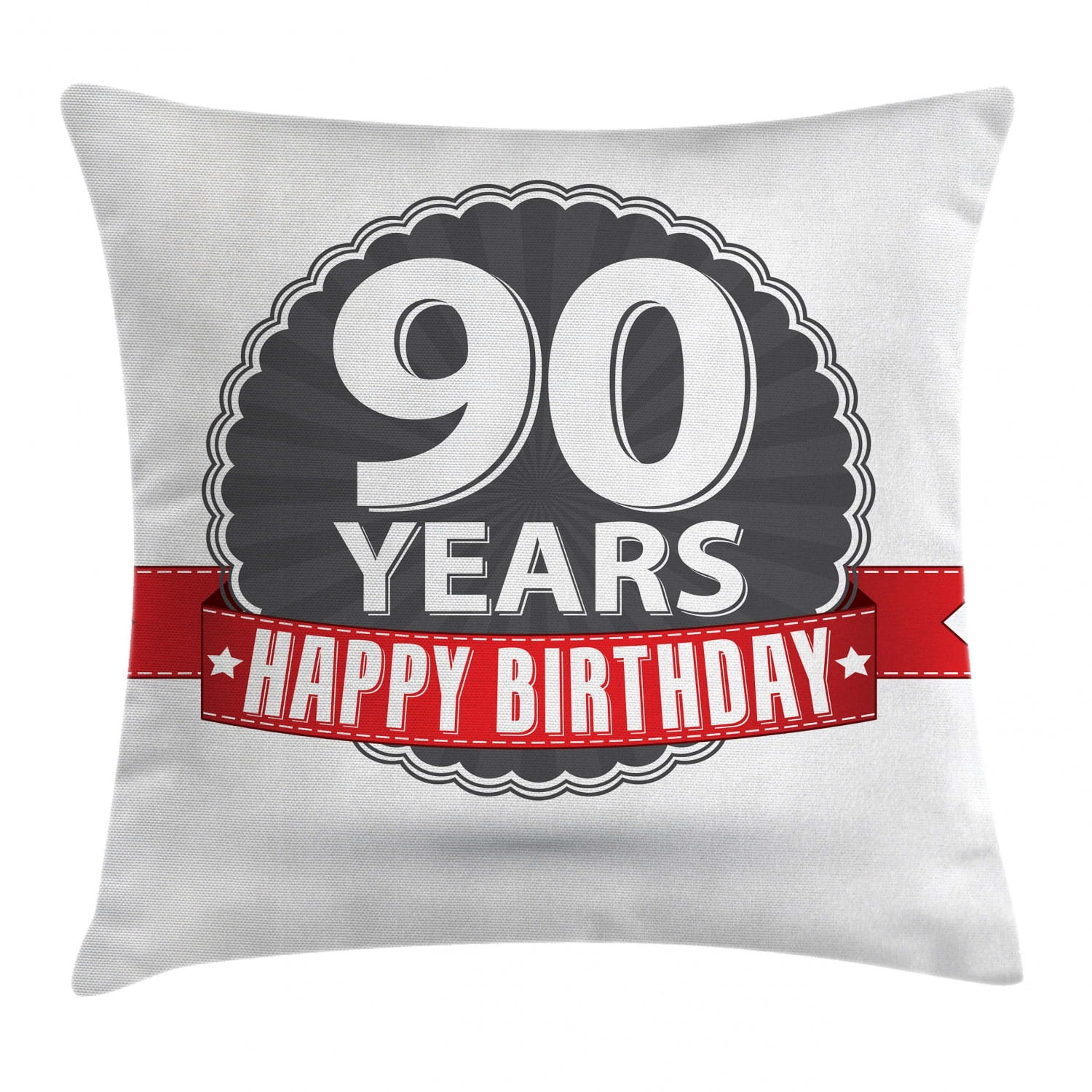 90th Birthday Decorations Throw Pillow Cushion Cover, Retro Label with ...