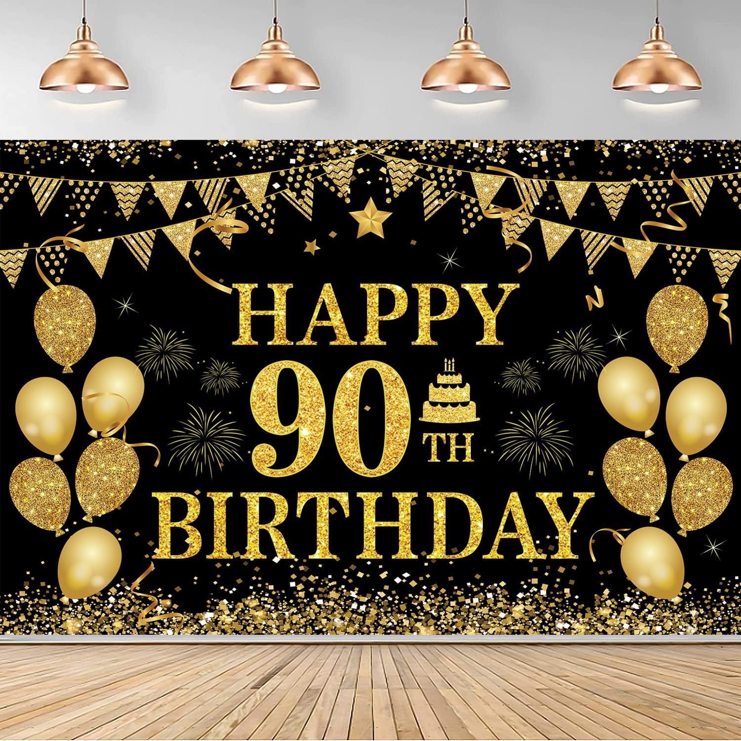 90th Birthday Decorations for Women Men - Happy 90th Birthday Banner ...