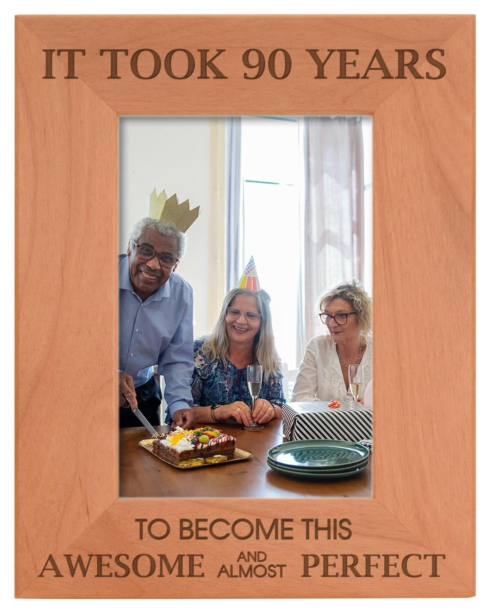 90th Birthday Gift It Took 90 Years Awesome Natural Wood Engraved 4x6 ...