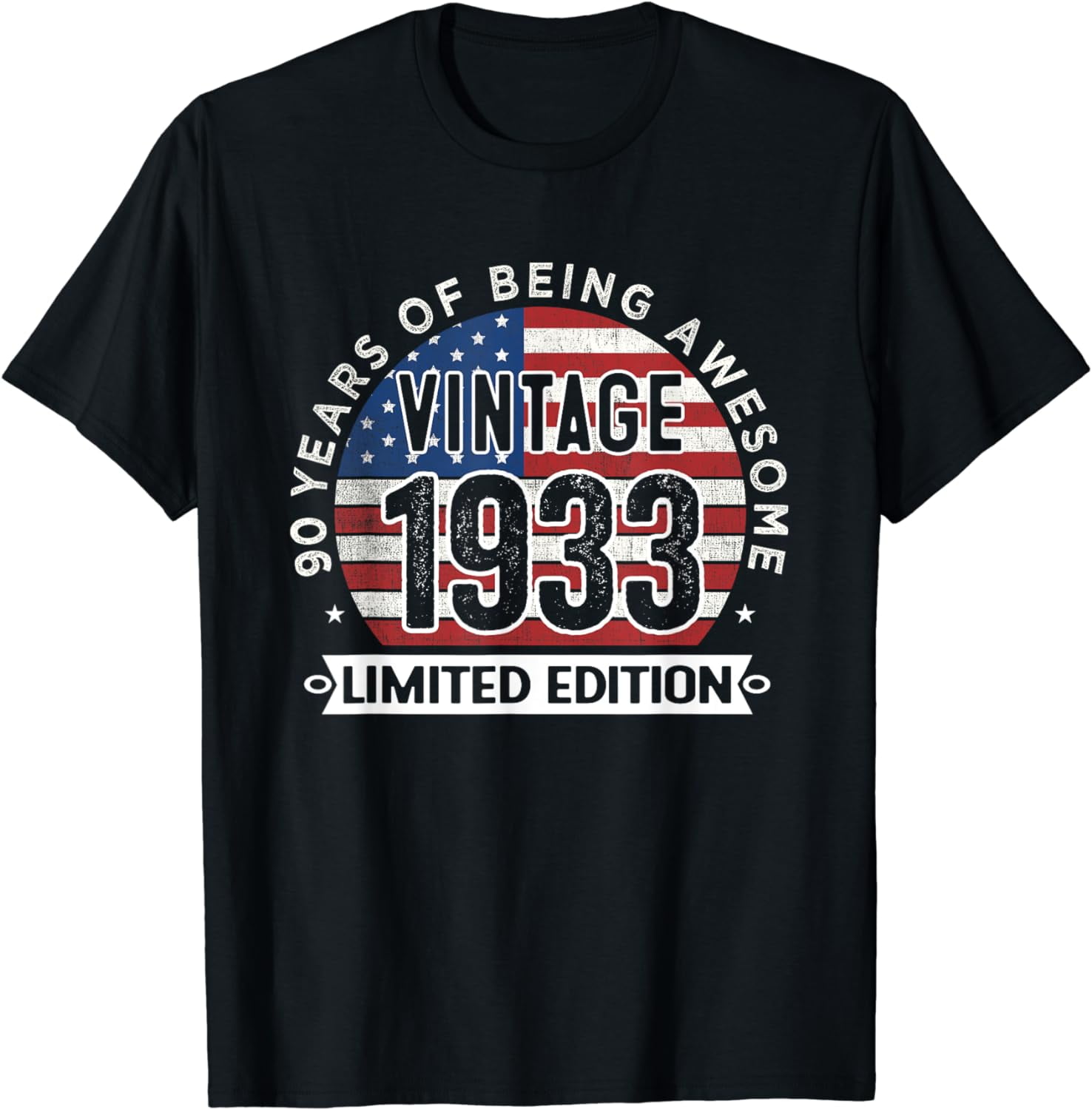 90th Birthday Gifts Men Vintage 1933 90 Years Old USA Flag T-Shirt - Walmart.com