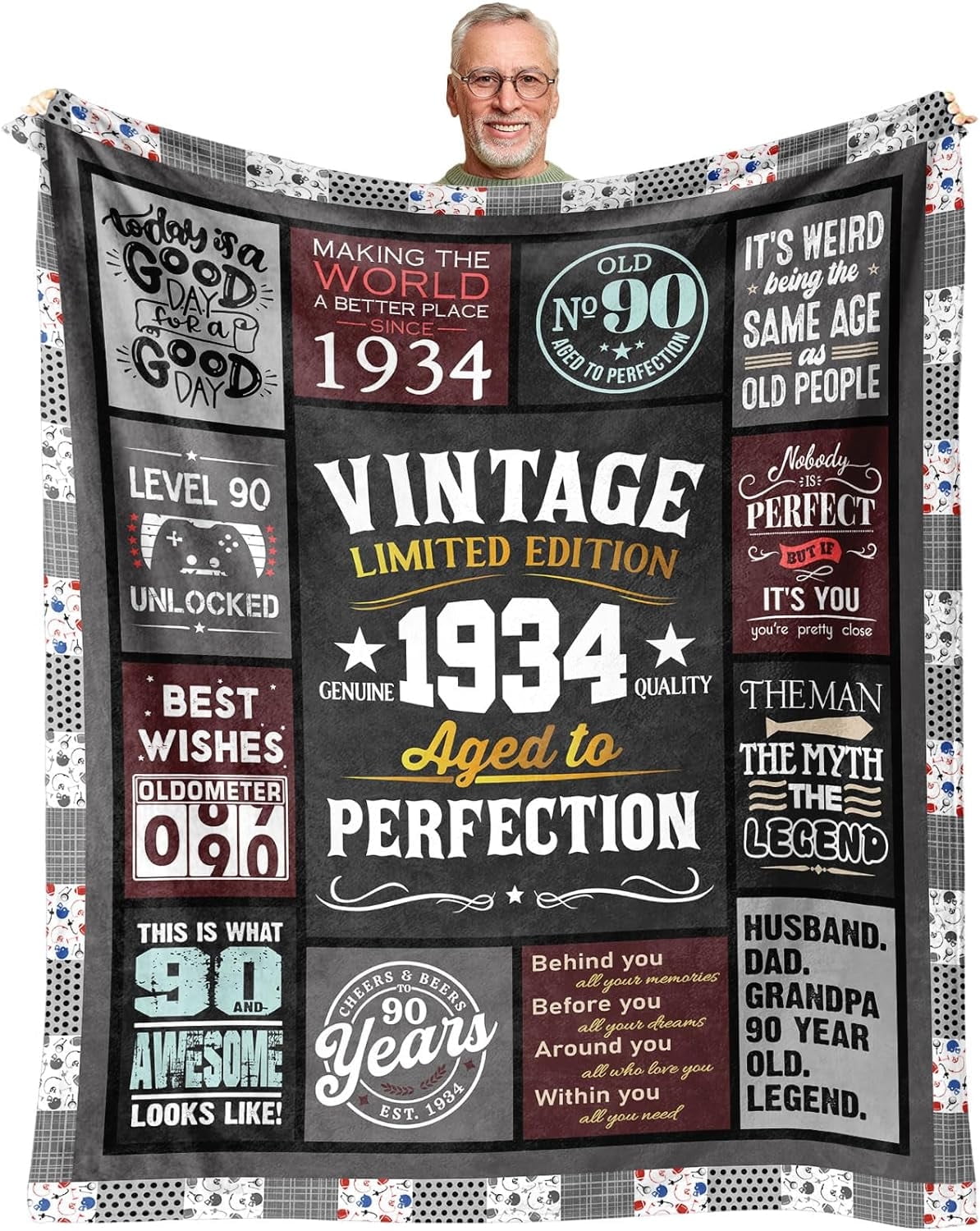 90th Birthday Gifts for Men Blanket 60"x 50", Best Gifts for 90 Year ...