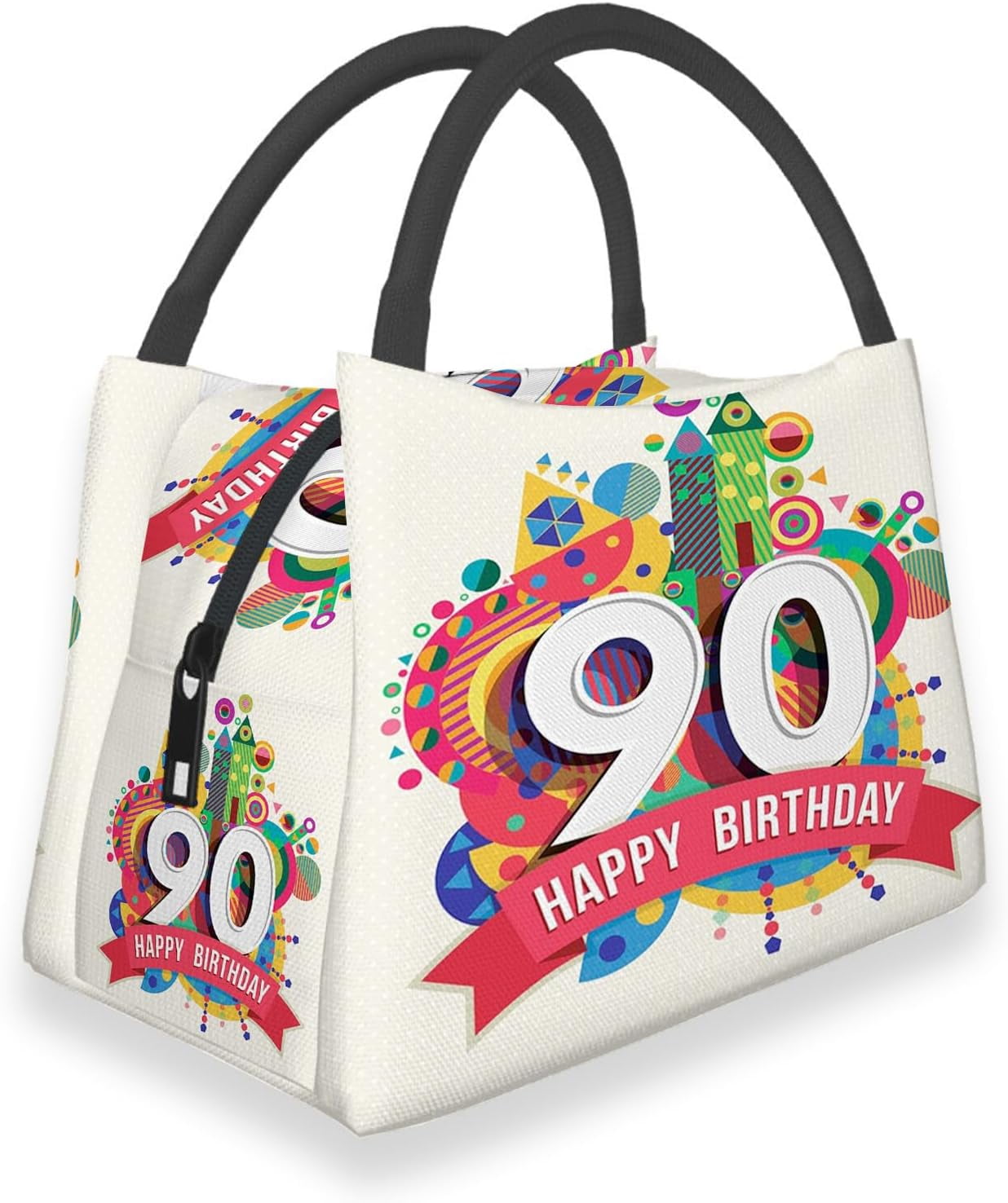 90th Birthday Lunch Box Reusable Lunch Bag,Funky Pop Style Fun ...