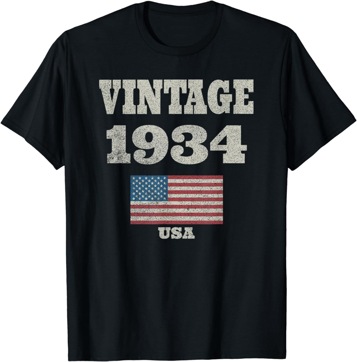 90th Birthday Patriotic Vintage Retro 1934 American Flag T-Shirt ...