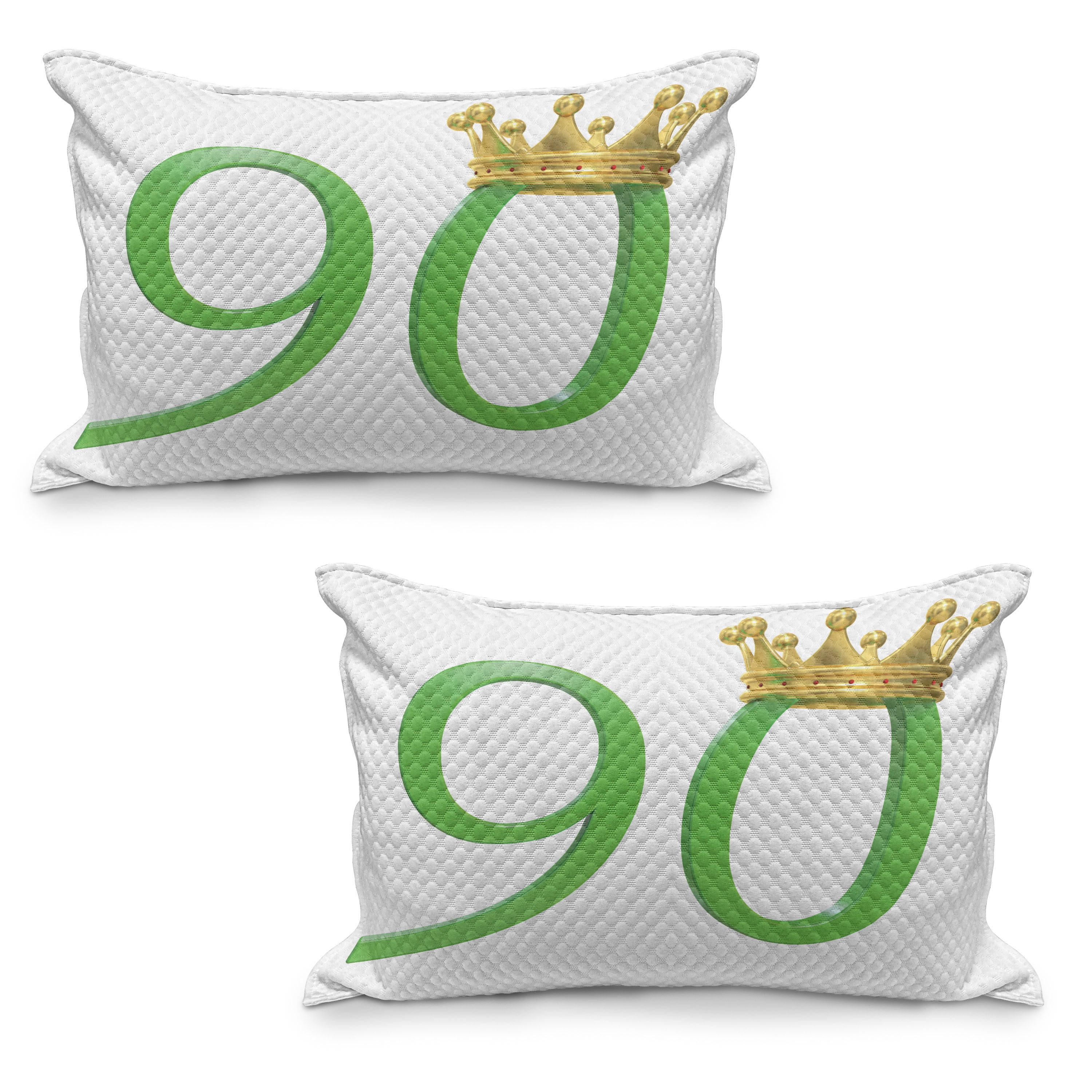 90th Birthday Quilted Pillowcover Set of 2, 3D Style Design with Number ...