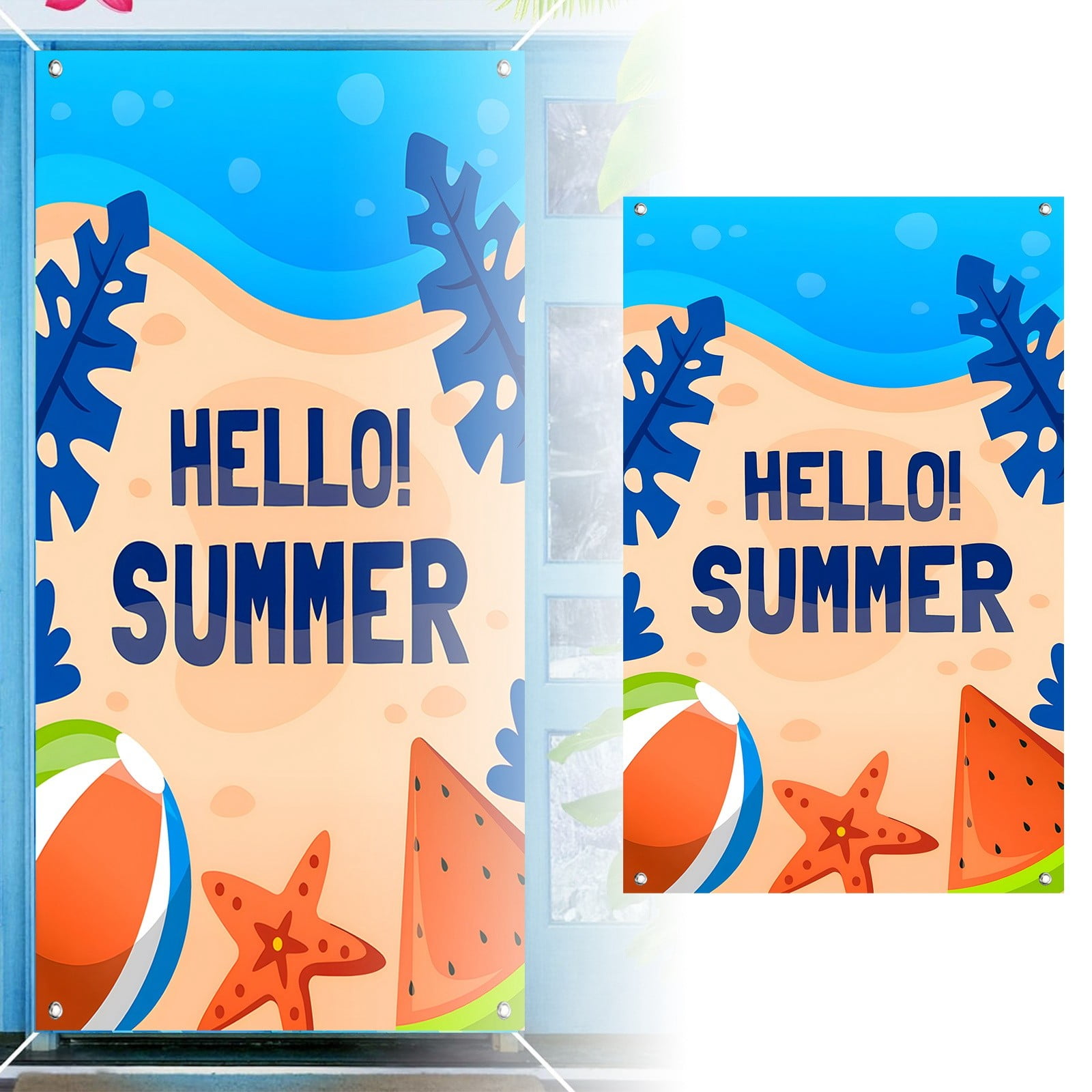 90x200cm Hello Summer Door Frame Decoration Summer Background Door ...