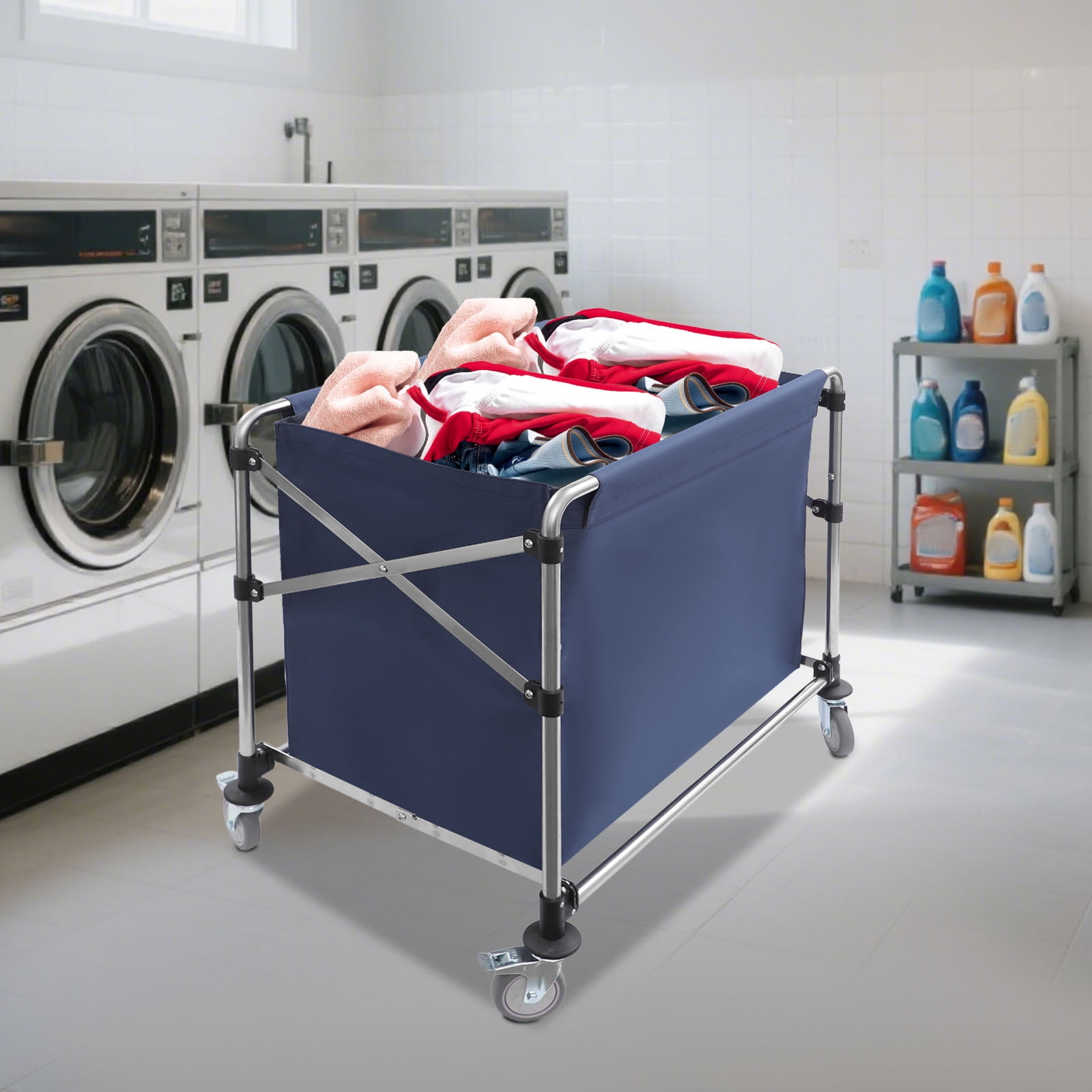 90x60x88cm 220lbs Load Capacity Commercial Laundry Cart with Wheels ...