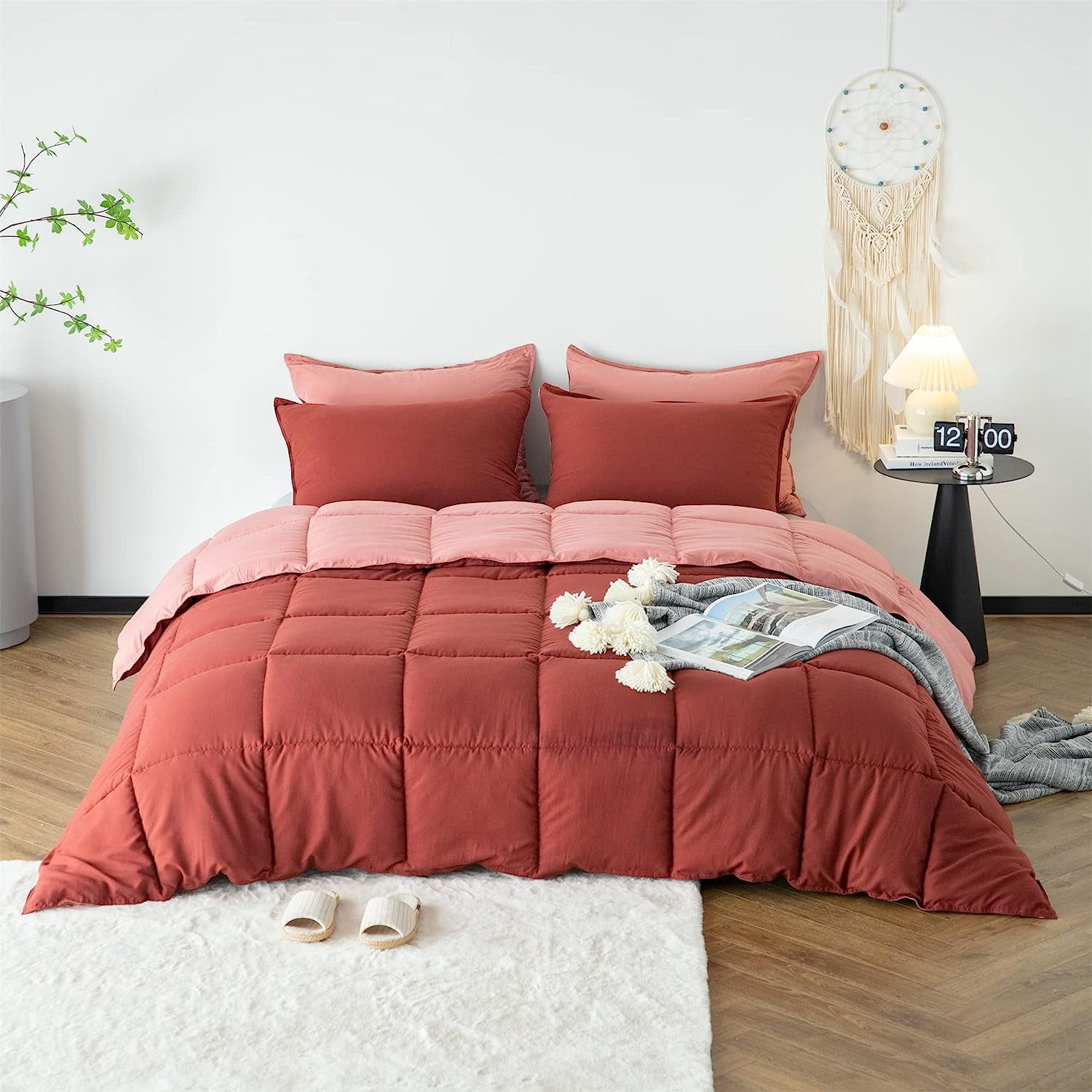 90x90 Easy-Clean Reversible Comforter Set - Plush Down Alternative ...