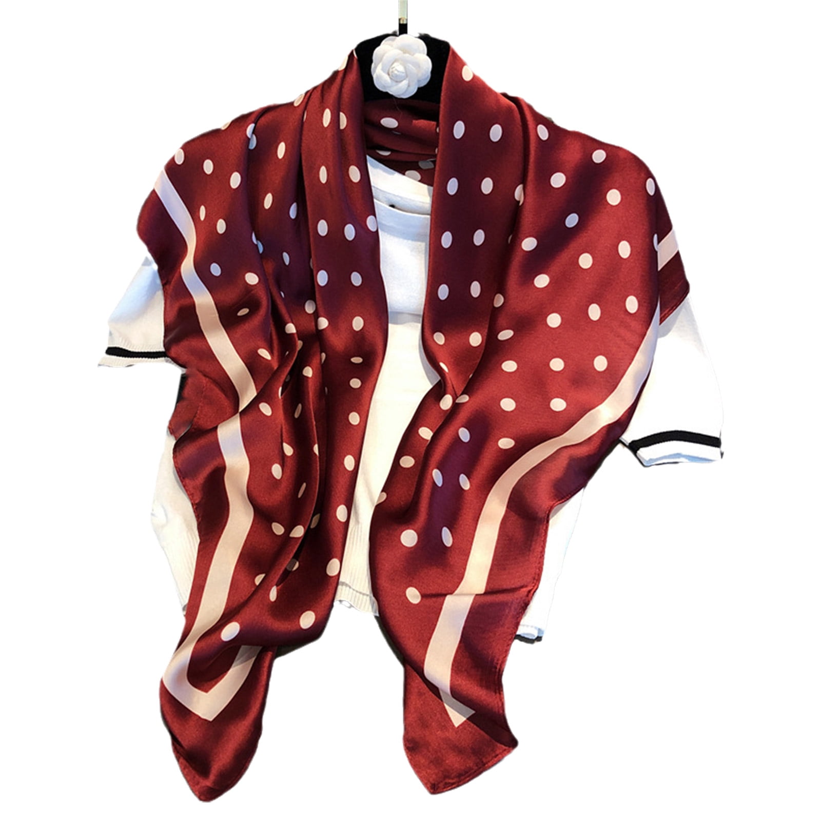 90x90cm Fashion Color Matching Printed Scarf Women Silk Hijab Scarf ...