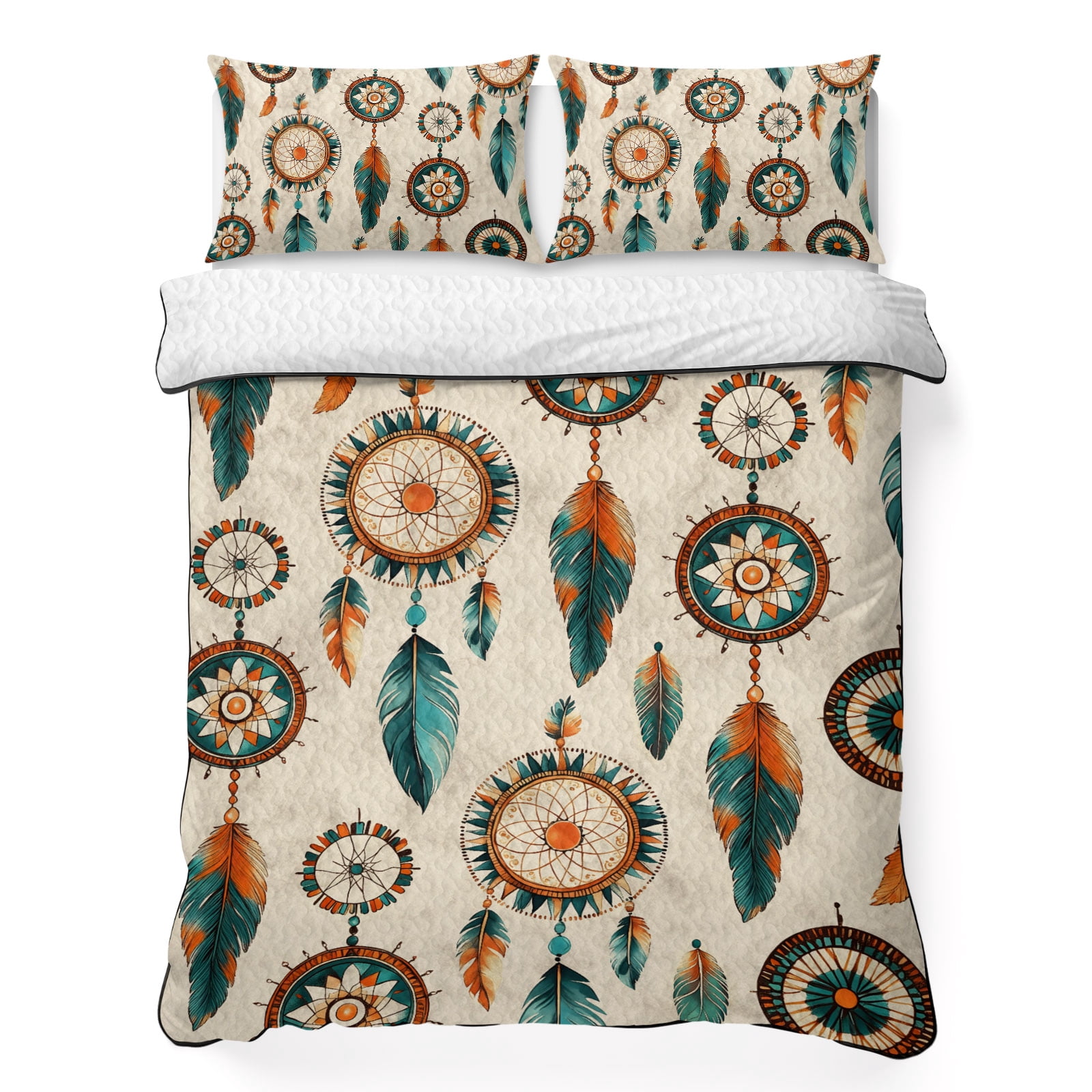 Queen Quilt Bedding Set Abstract Indian Totem Breathable Summer Cooling ...