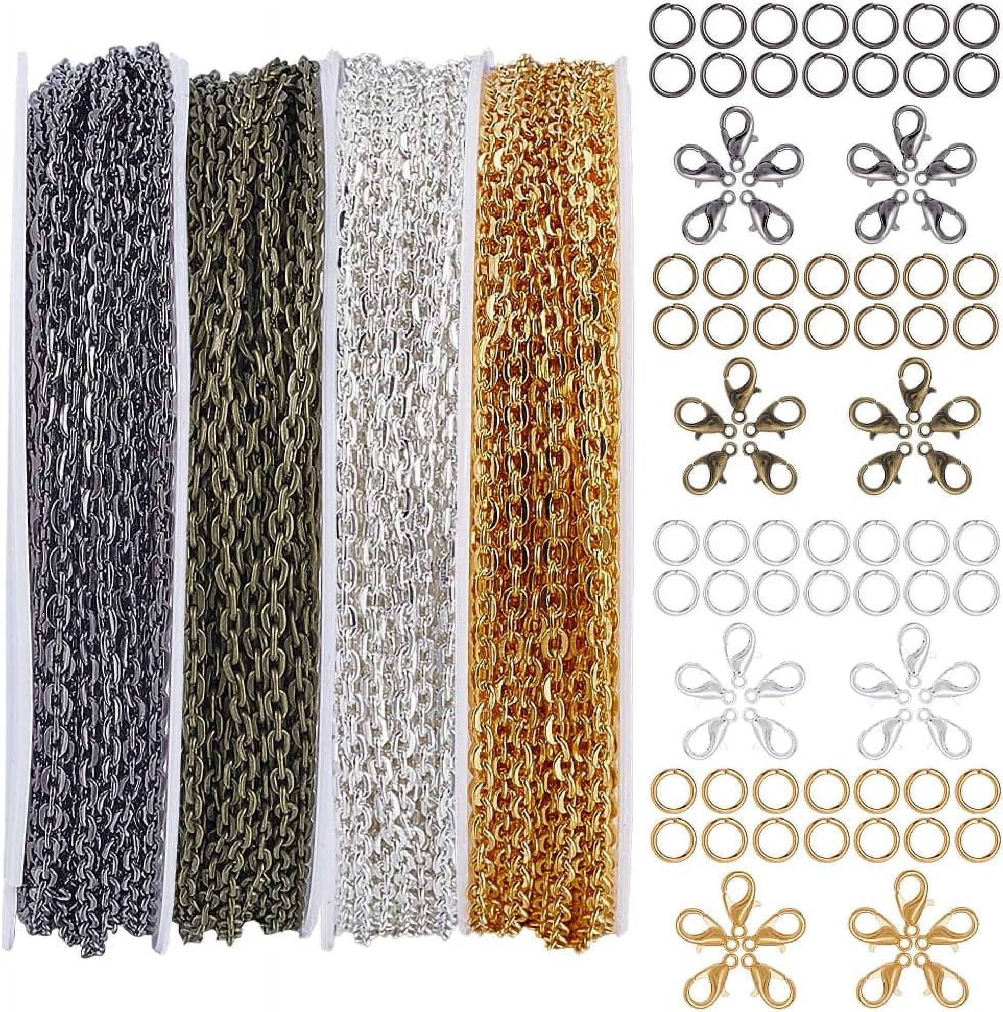 91.7 Feet/28M Cable Link Chain Jewelry Making Kit Chains with 240Pcs ...