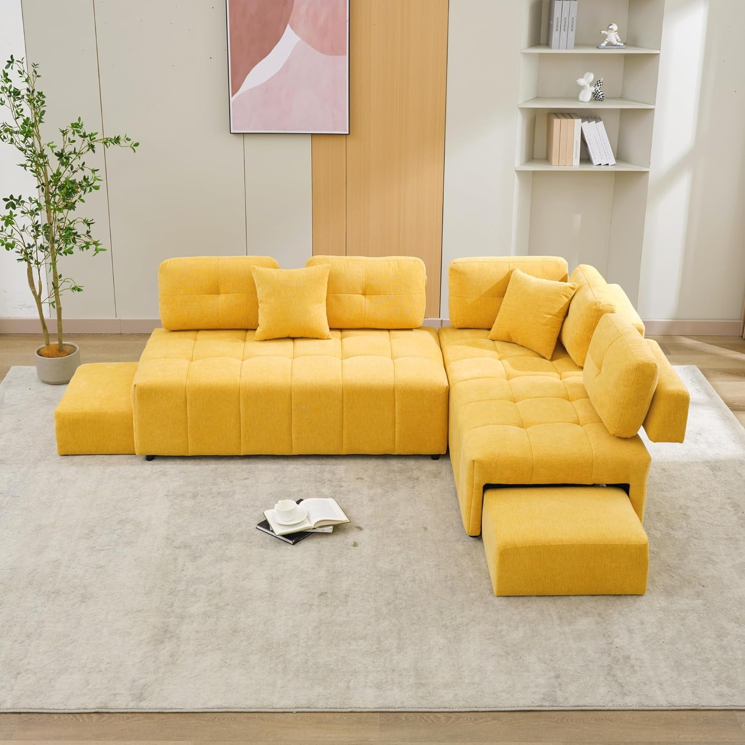 91.73" Couches for Living Room, Modular L Shaped Sectional Sofa with ...