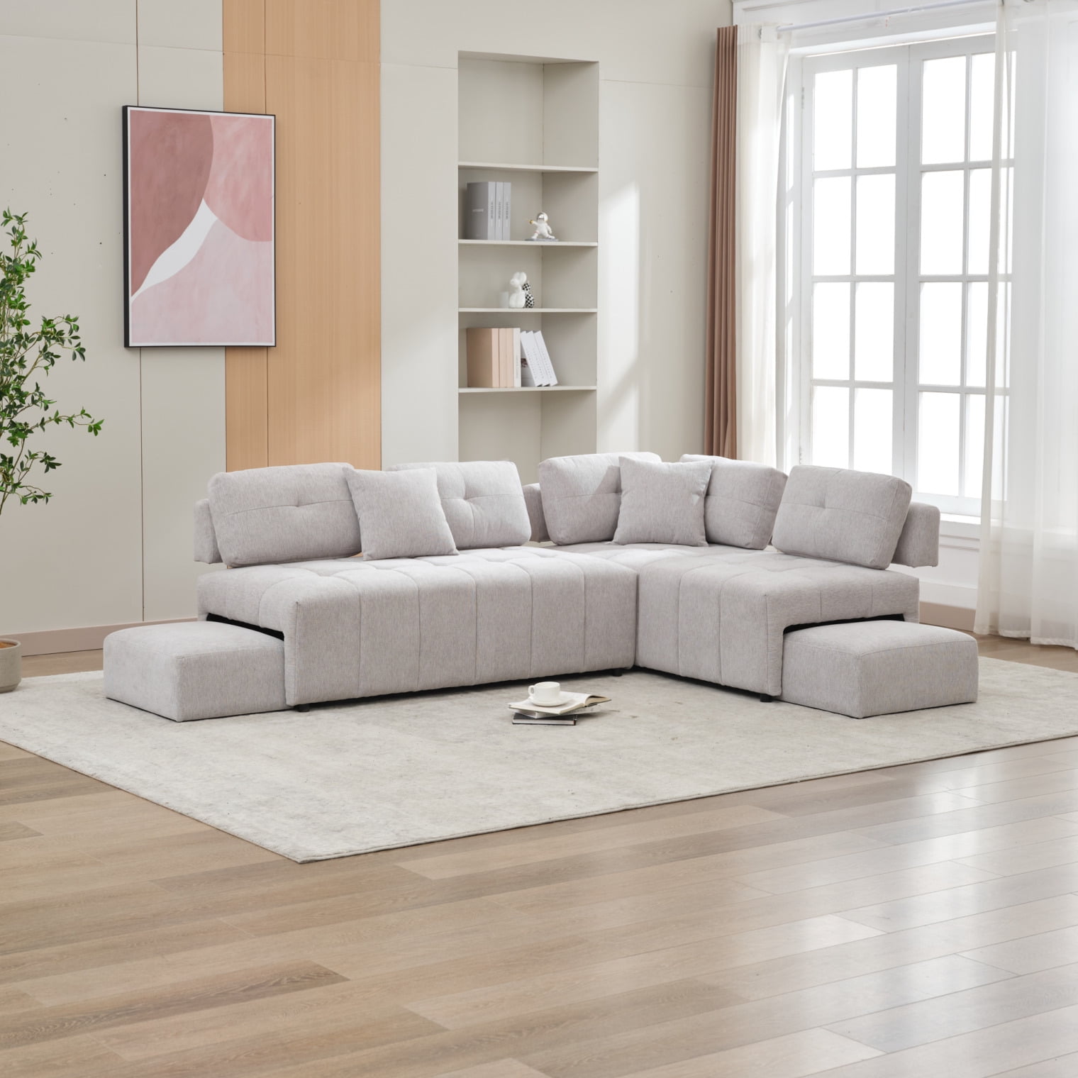 91.73" Sectional Sofa Couch for Living Room, Modern Large Upholstered L ...