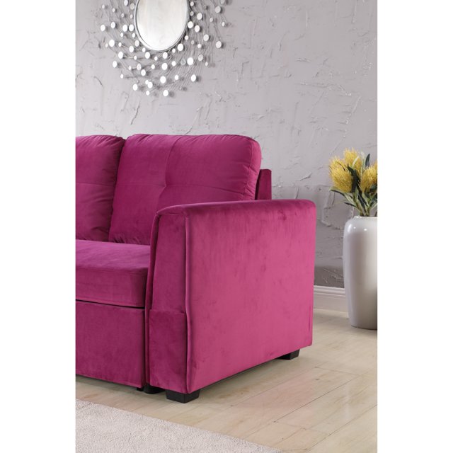 91-in. Velvet Reversible Convertible Storage Sectional/Sofa Sleeper ...