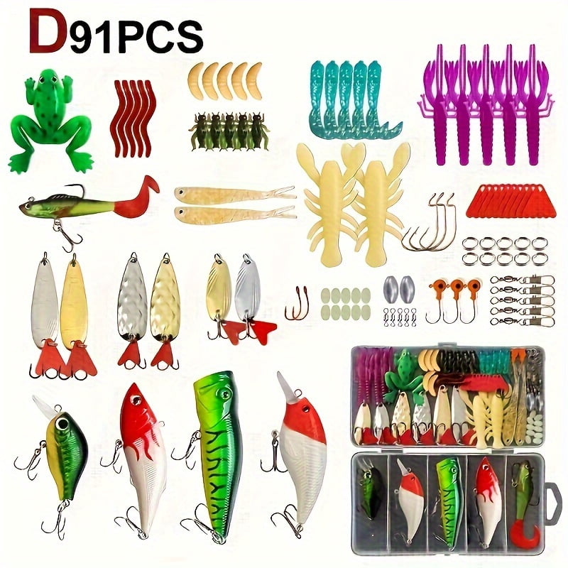 91-piece / 32-piece bait and fishing gear set with boxes, including ...