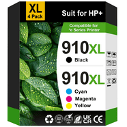 HP 910, 910XL Ink Cartridges 4-Pack, Black High Yield Cyan Magenta ...