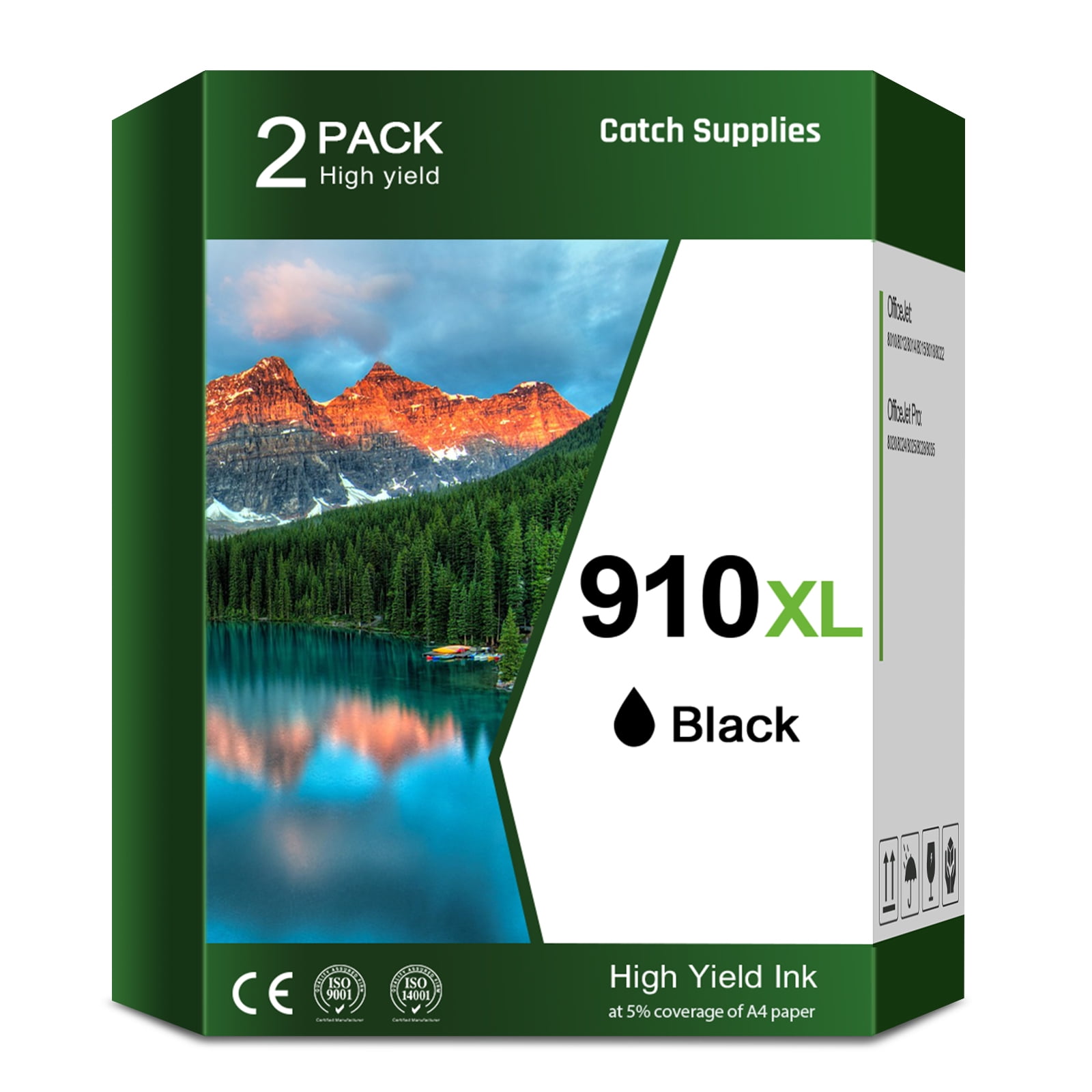 2-Pack 910XL Black Ink Cartridge Compatible for HP 910 910XL Work with OfficeJet Pro 8025 8028 ...