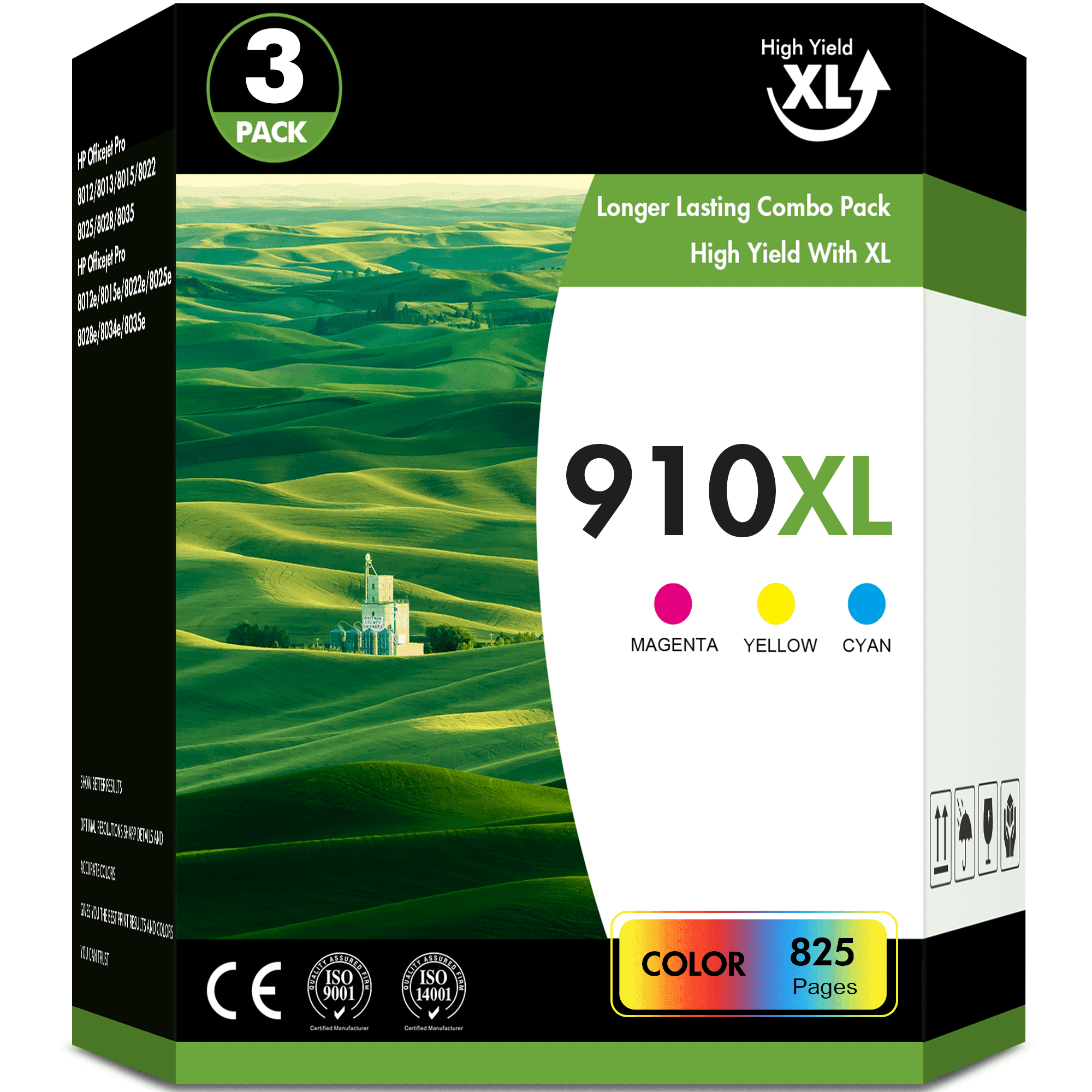 910XL Ink Cartridge Compatible for 910 Color Combo for OfficeJet Pro ...