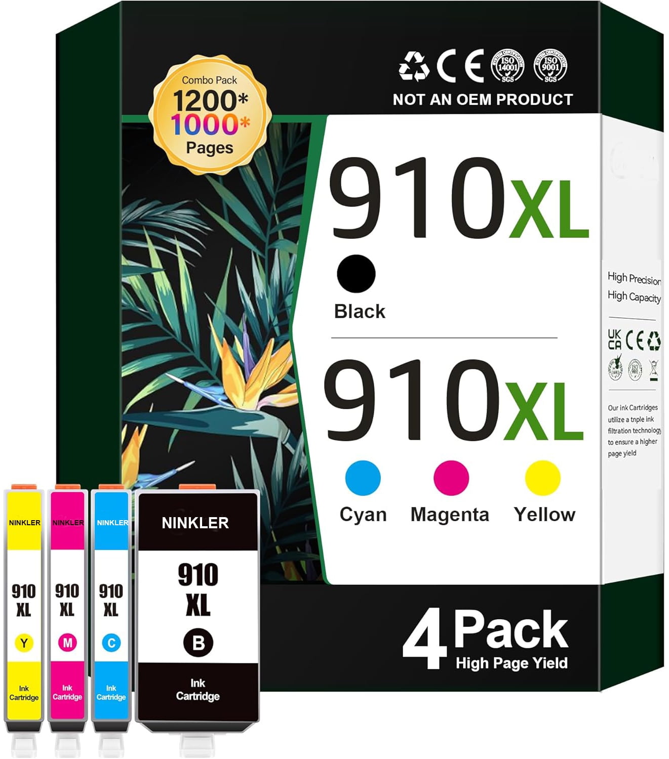 910XL Ink Cartridges Compatible for HP Printers (4-Pack) Compatible for ...