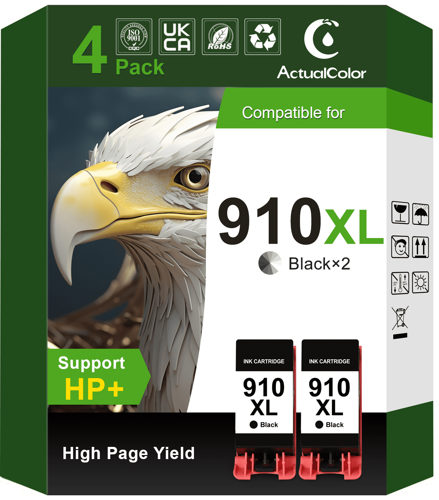 ACTUALCOLOR C 910XL Black Ink Cartridge Replacement, 2-Pack, Compatible ...