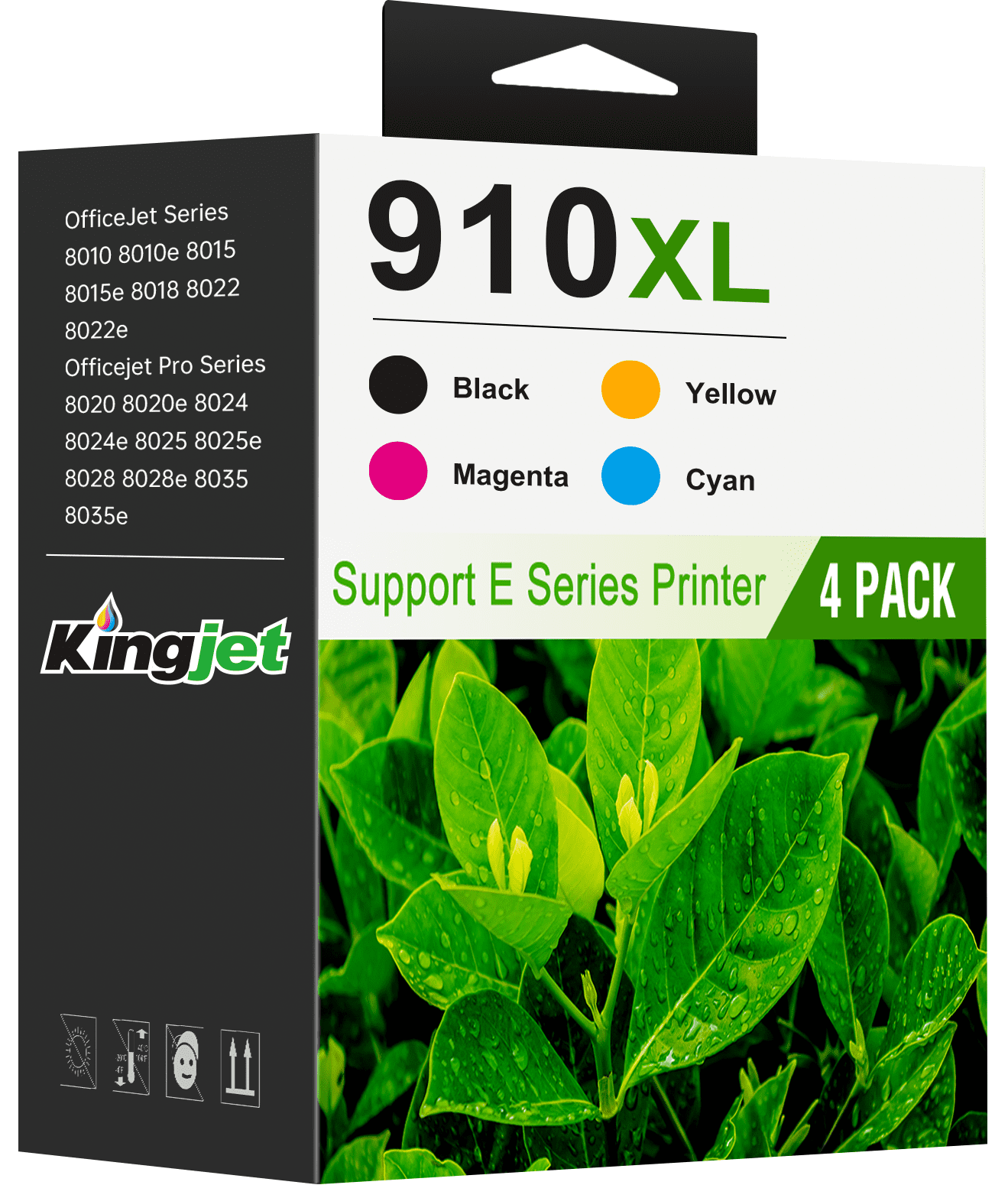 Kingjet 910XL Ink Cartridge, Black Cyan Magenta Yellow, 4-Pack ...