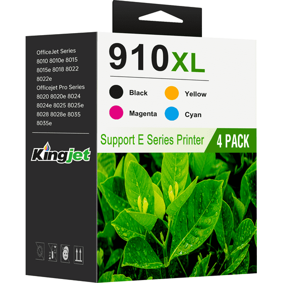 Kingjet 910XL Ink Cartridge, Black Cyan Magenta Yellow, 4-Pack ...