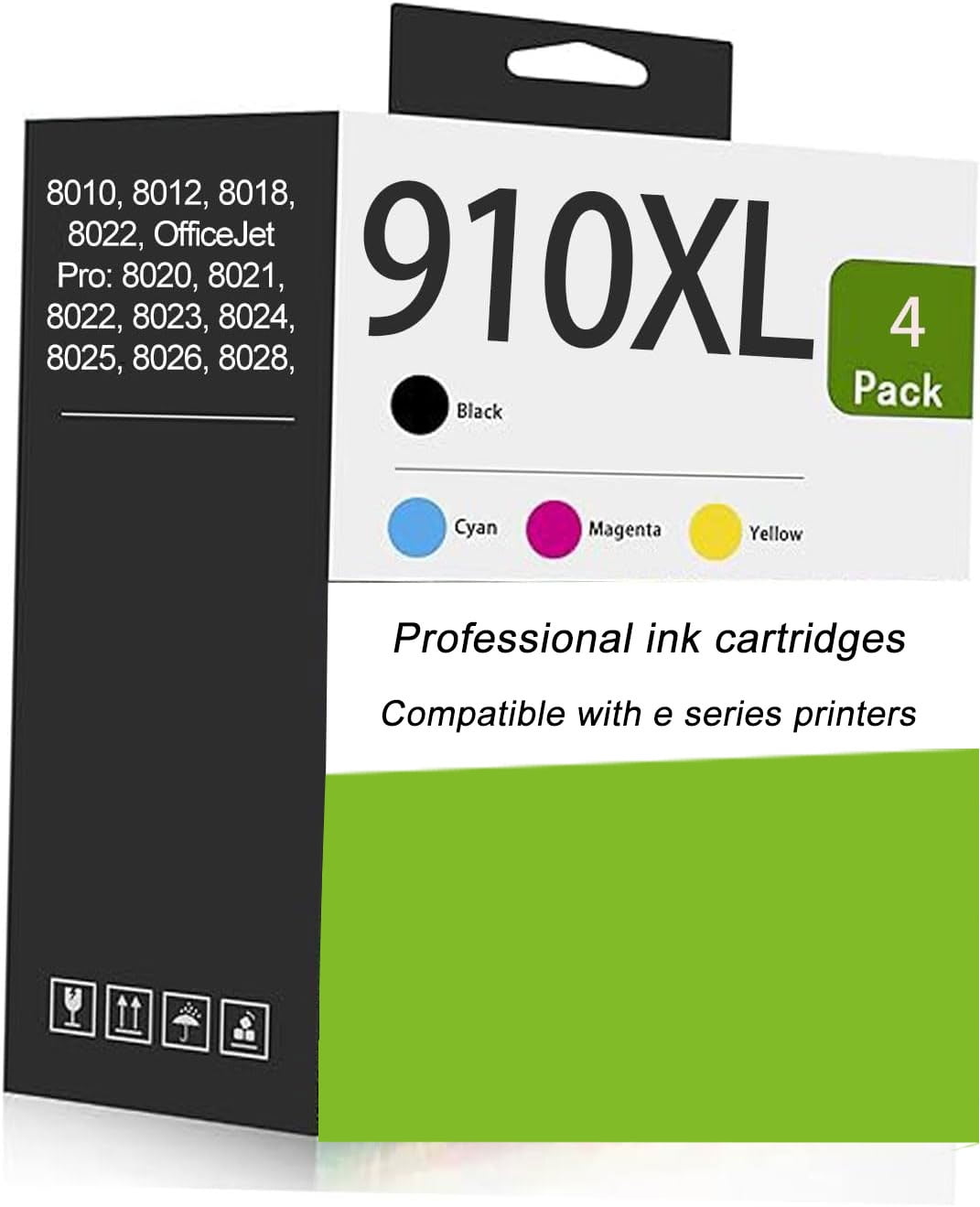 910XL Ink Printer Cartridge, 4 Pack, for OfficeJet Pro 8025e 8015e ...