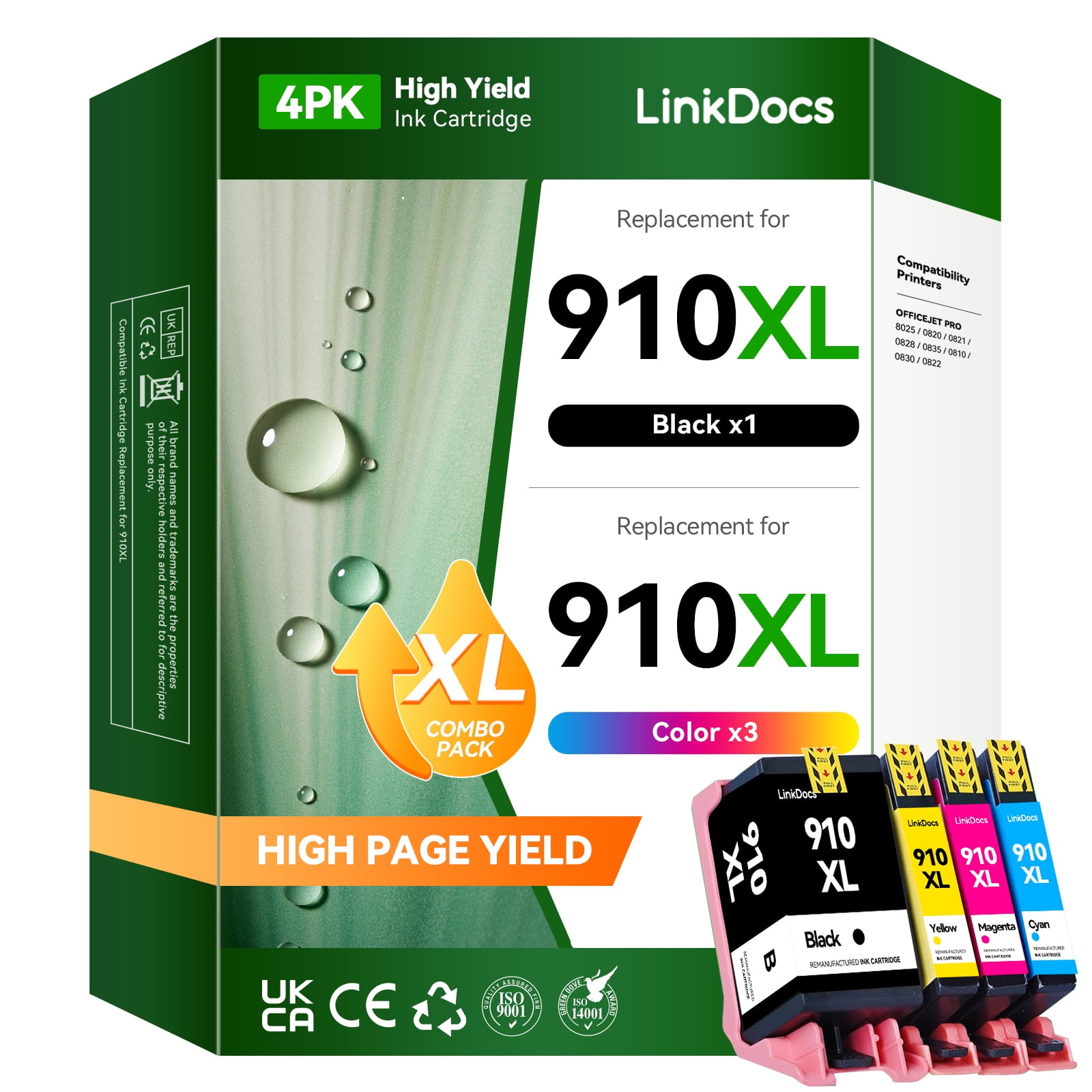 910XL Compatible for HP 910 Ink Cartridges for HP Ink 910 Combo Pack ...