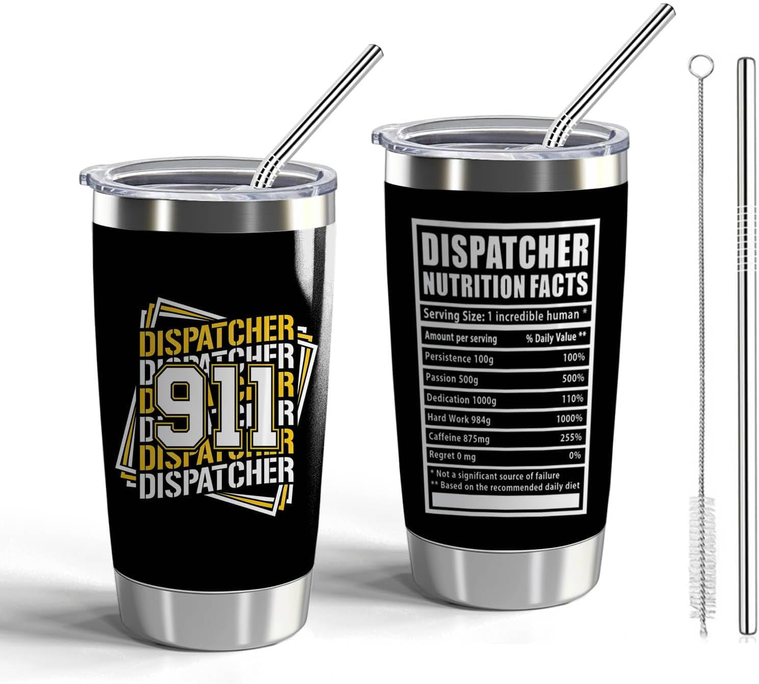911 Dispatcher 20oz Tumbler with Lid and Straw Dispatcher Appreciation ...