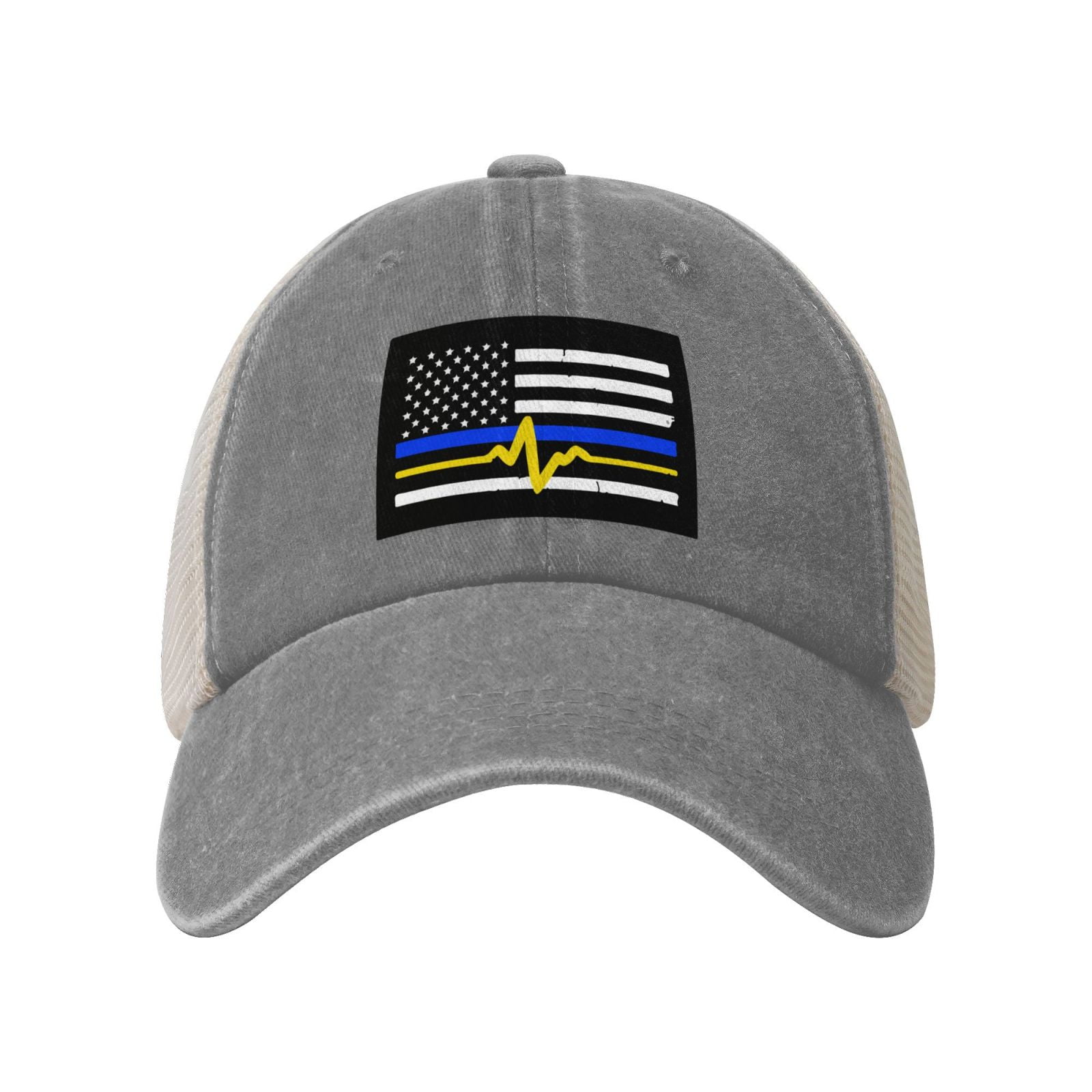 911 Dispatcher - Thin Blue Gold Line Flag Unisex Cowboy Mesh Baseball ...